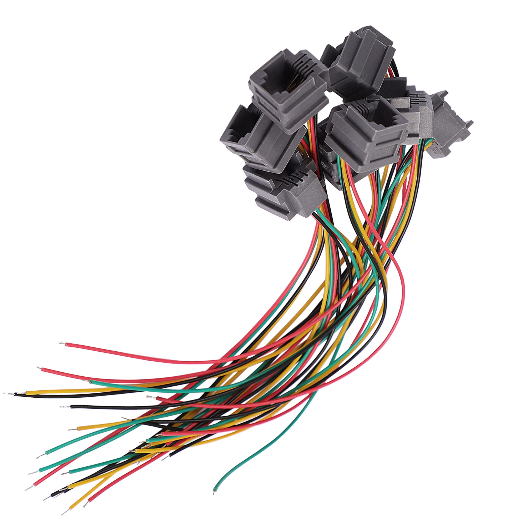 8Pcs Grey RJ11 Female Connector 6P4C PCB Socket Mount Telephone Connectors w 4x10cm Wires ...