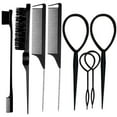 8Pcs Hair Brushes Set with 4Pcs Topsy Hair Tail Tools 1Pcs Bristle ...