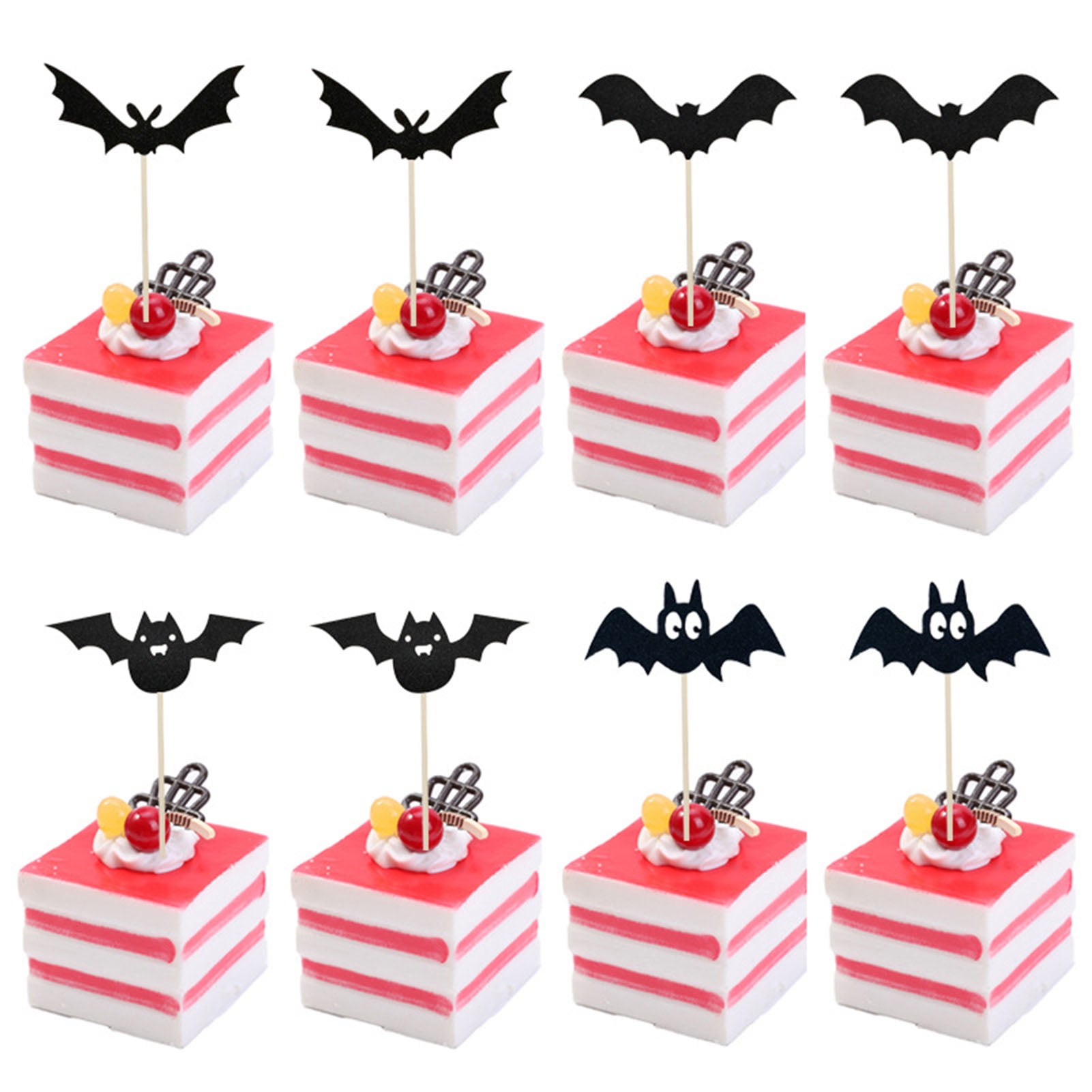 8Pcs Halloween Bat Cupcake Toppers Set Spooky Create Atmosphere Cake ...