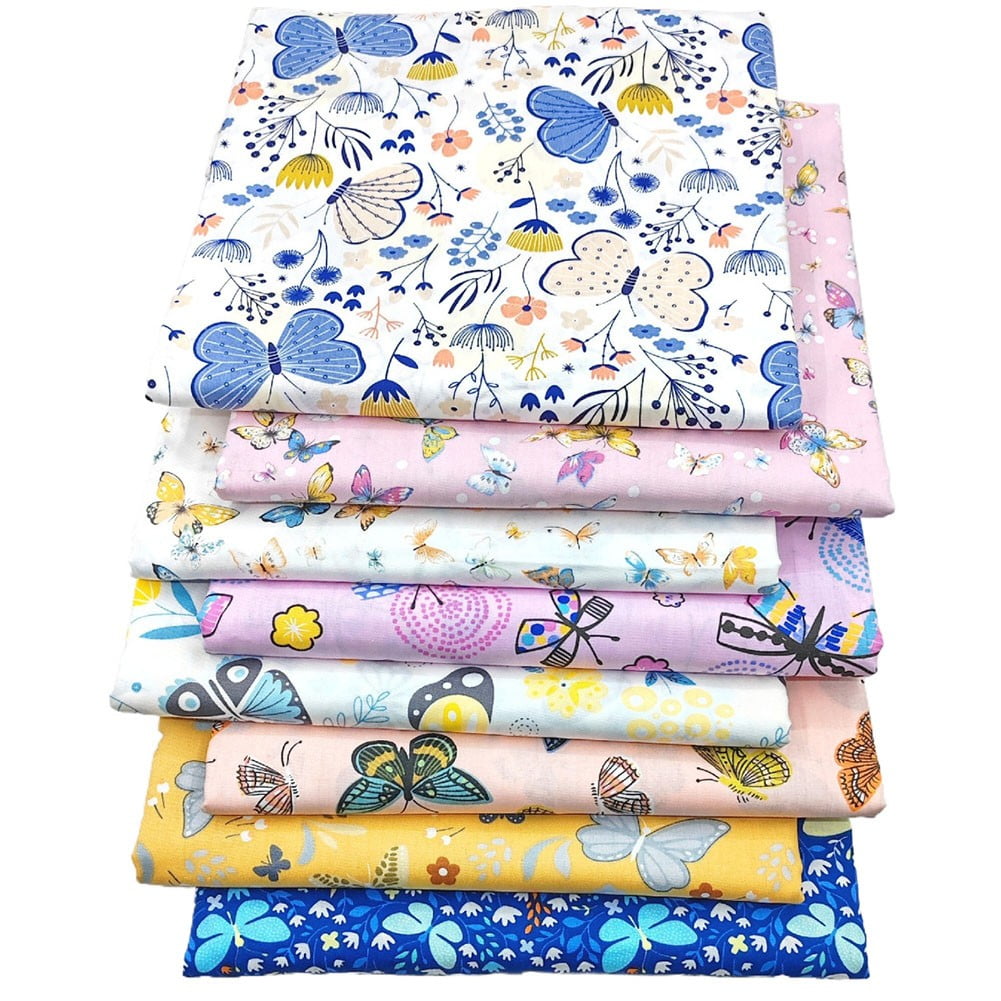 8Pcs Handmade Splicing Of Butterfly Fabrics Pure Cotton Twill Printed ...