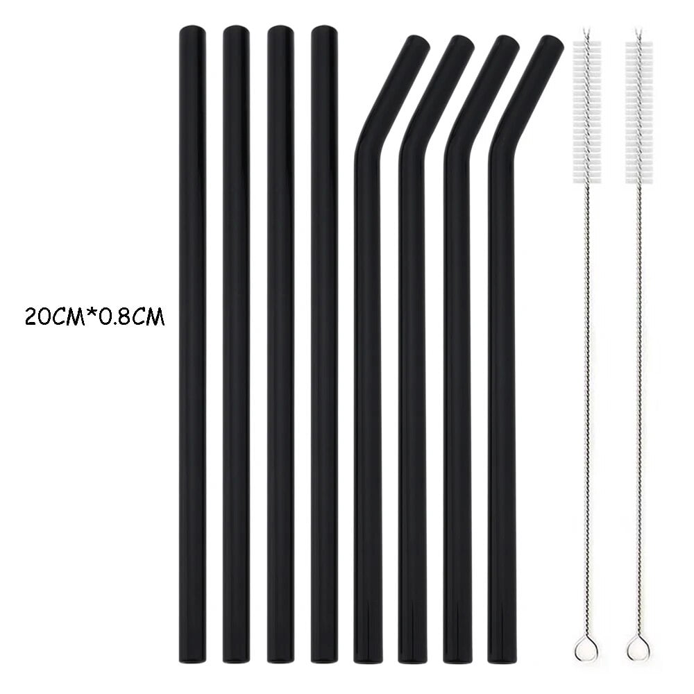 8Pcs High Borosilicate Glass Straw Set Multi-Color Reusable Glass Eco ...
