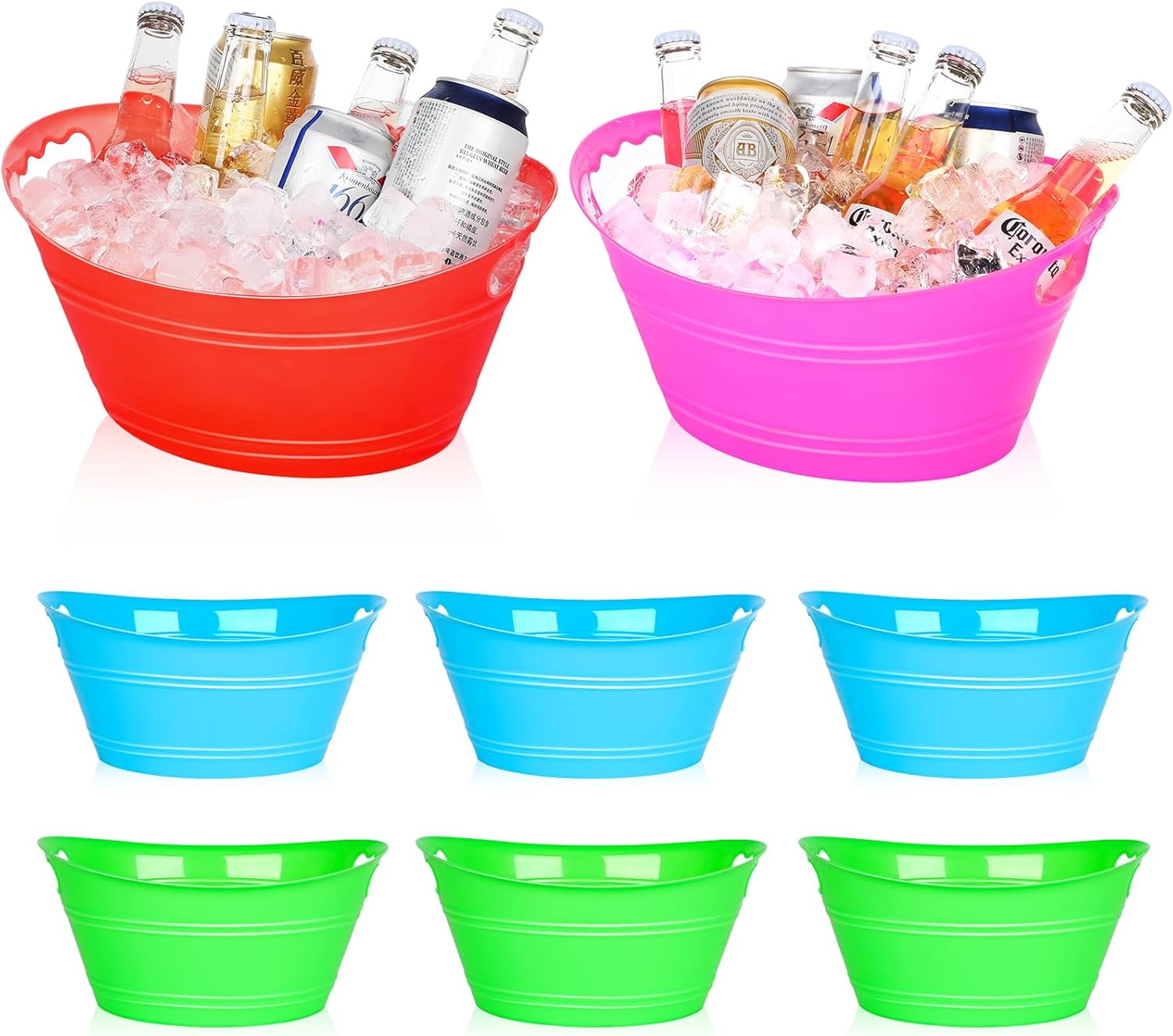 8Pcs Ice-Cold Bucket Set, Plastic Beverage Bucket Sets for Parties ...