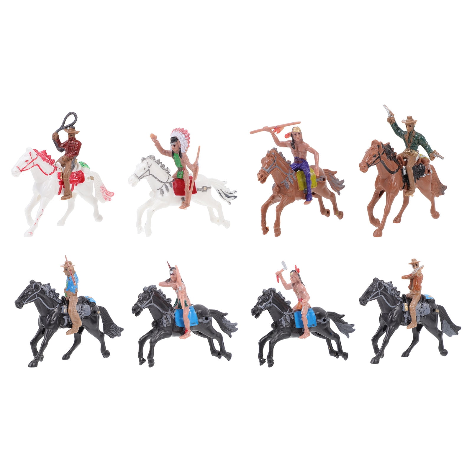 8Pcs Indians Plastic Figures Playset Horse Riding Figure Toy West ...