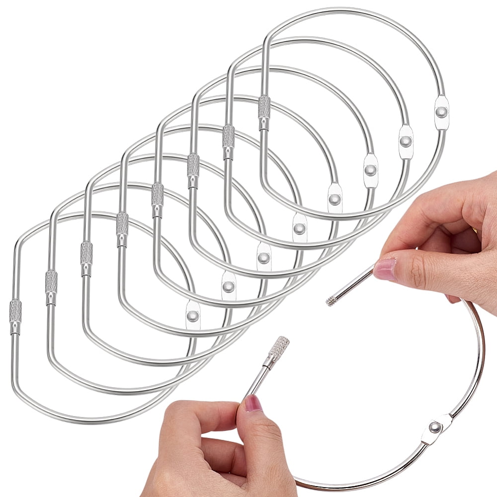 8Pcs Iron Loose Leaf Book Binder Hinged Rings with Screw Clasps D Shape ...