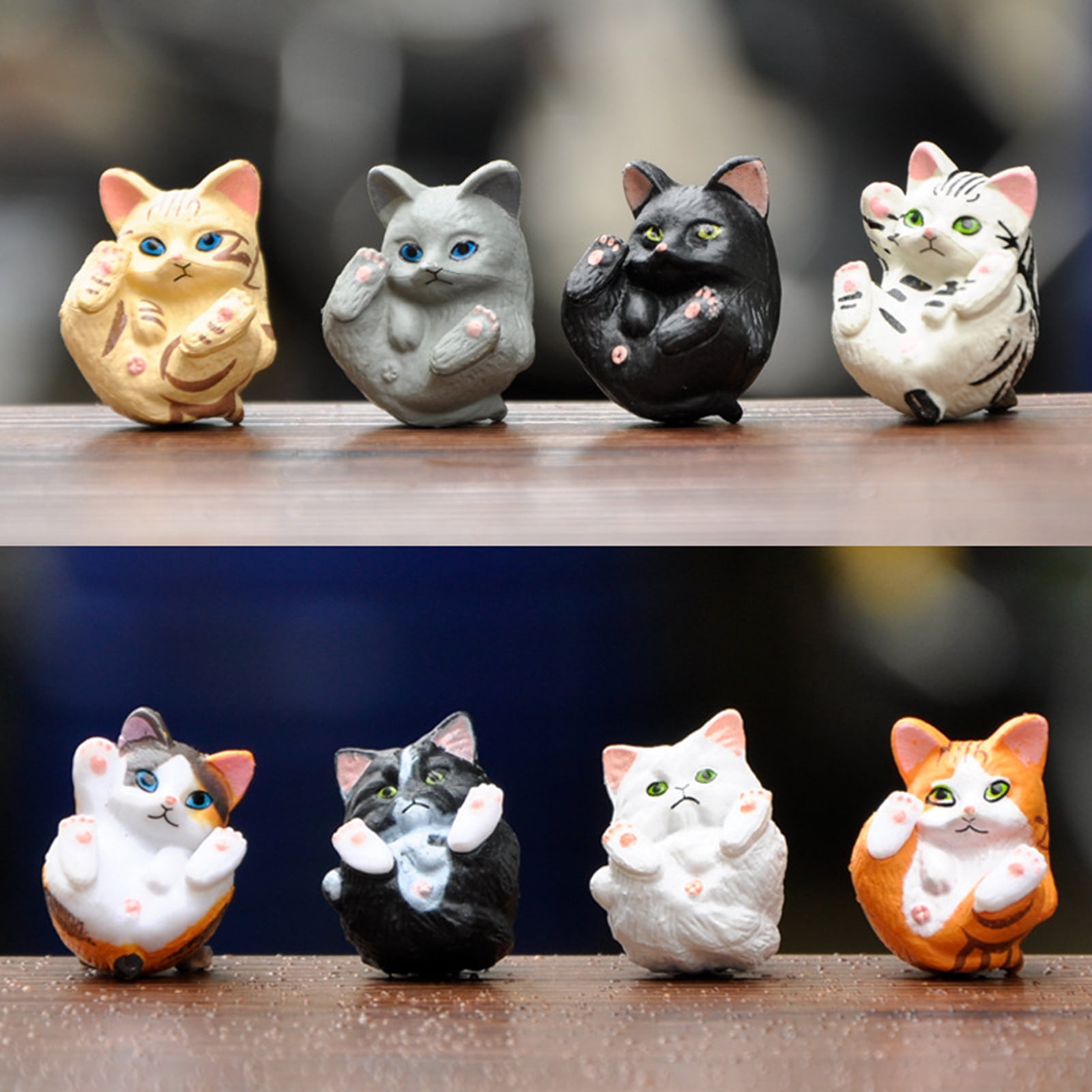 8Pcs Japanese Cute Sweet Home Cats Dolls Animal Figures Collection Toy ...