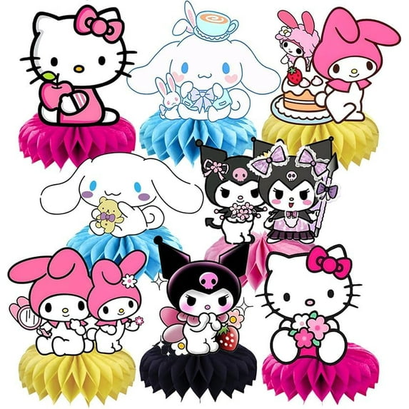 8Pcs Kawaii and Friends Honeycomb Table Centerpiece,Cats and Friends ...