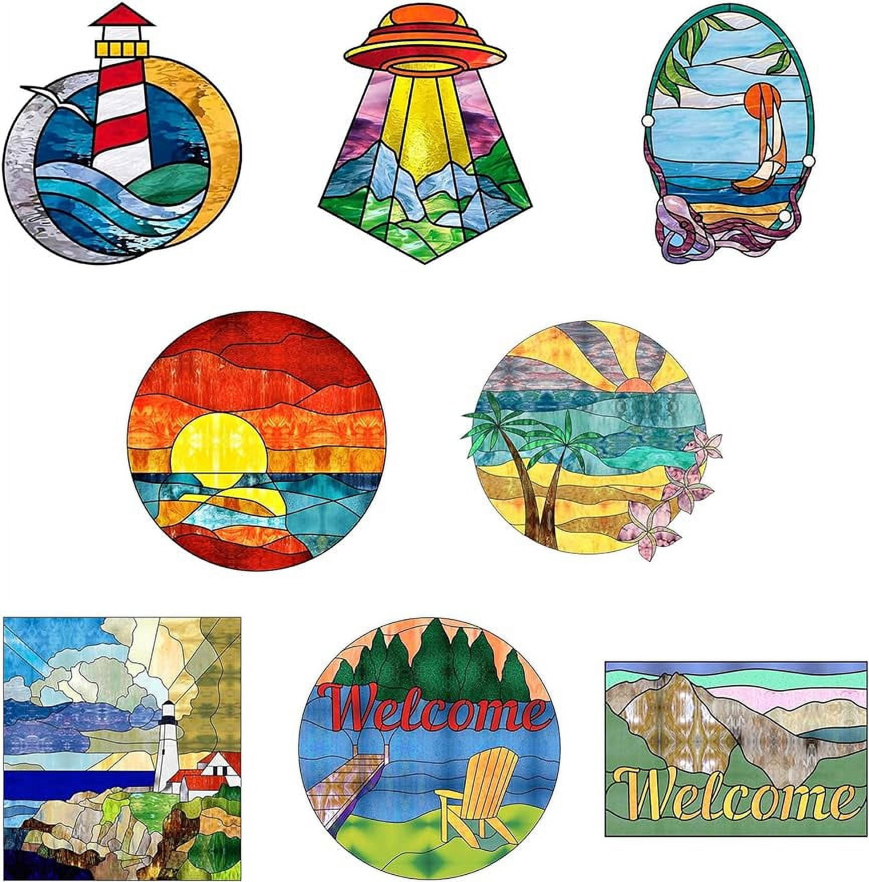 8Pcs Landscape Window Stickers Scenery Static Cling Glass Sticker ...