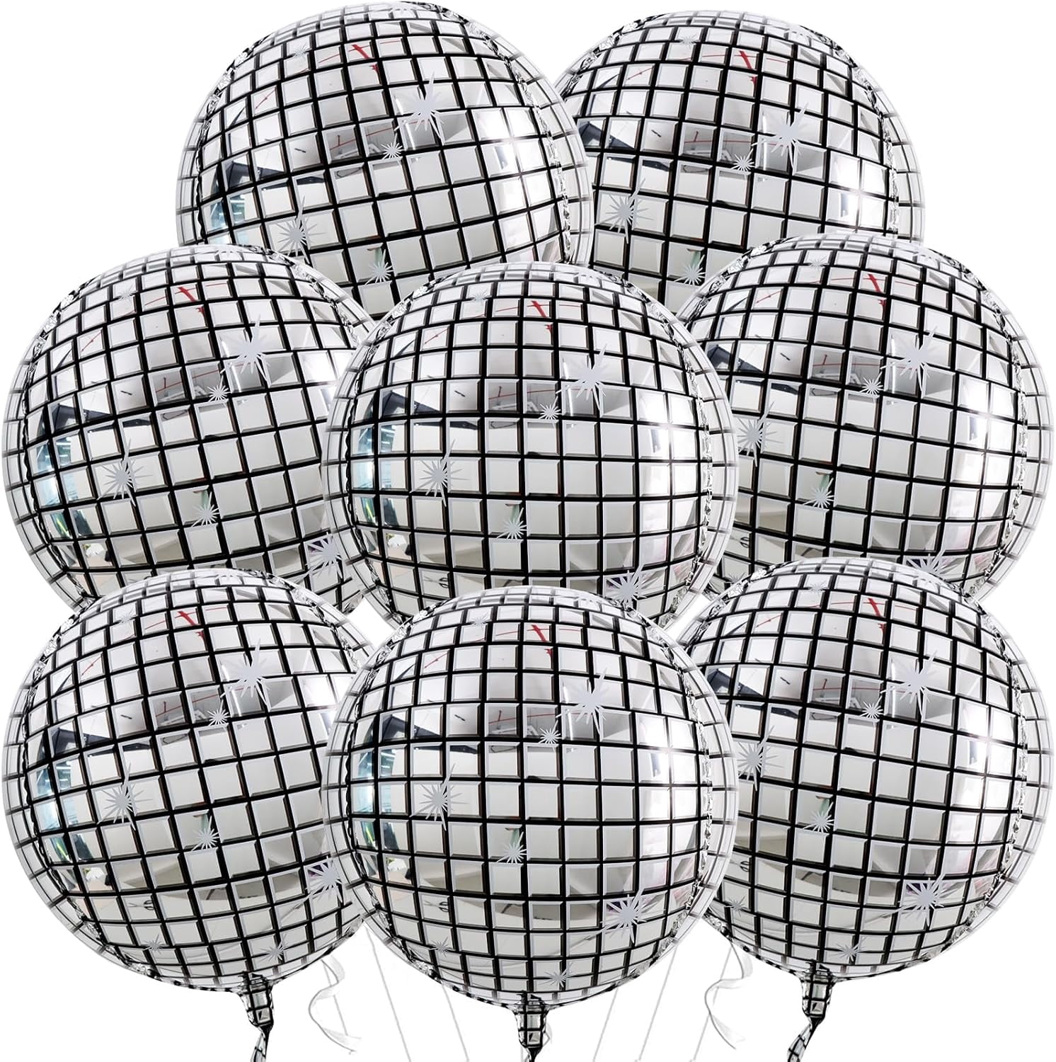 8Pcs Large Disco 4D Giant Round Foil Balloon 22inch Big Mirror Metallic ...
