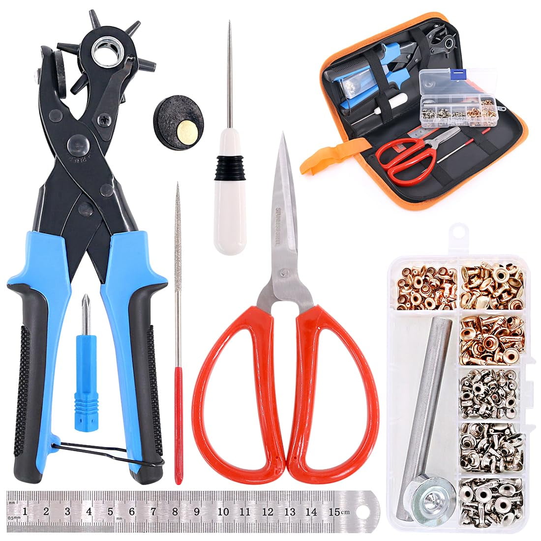 8Pcs Leather Hole Punch Plier with Grommet Eyelets Kit, Professional ...