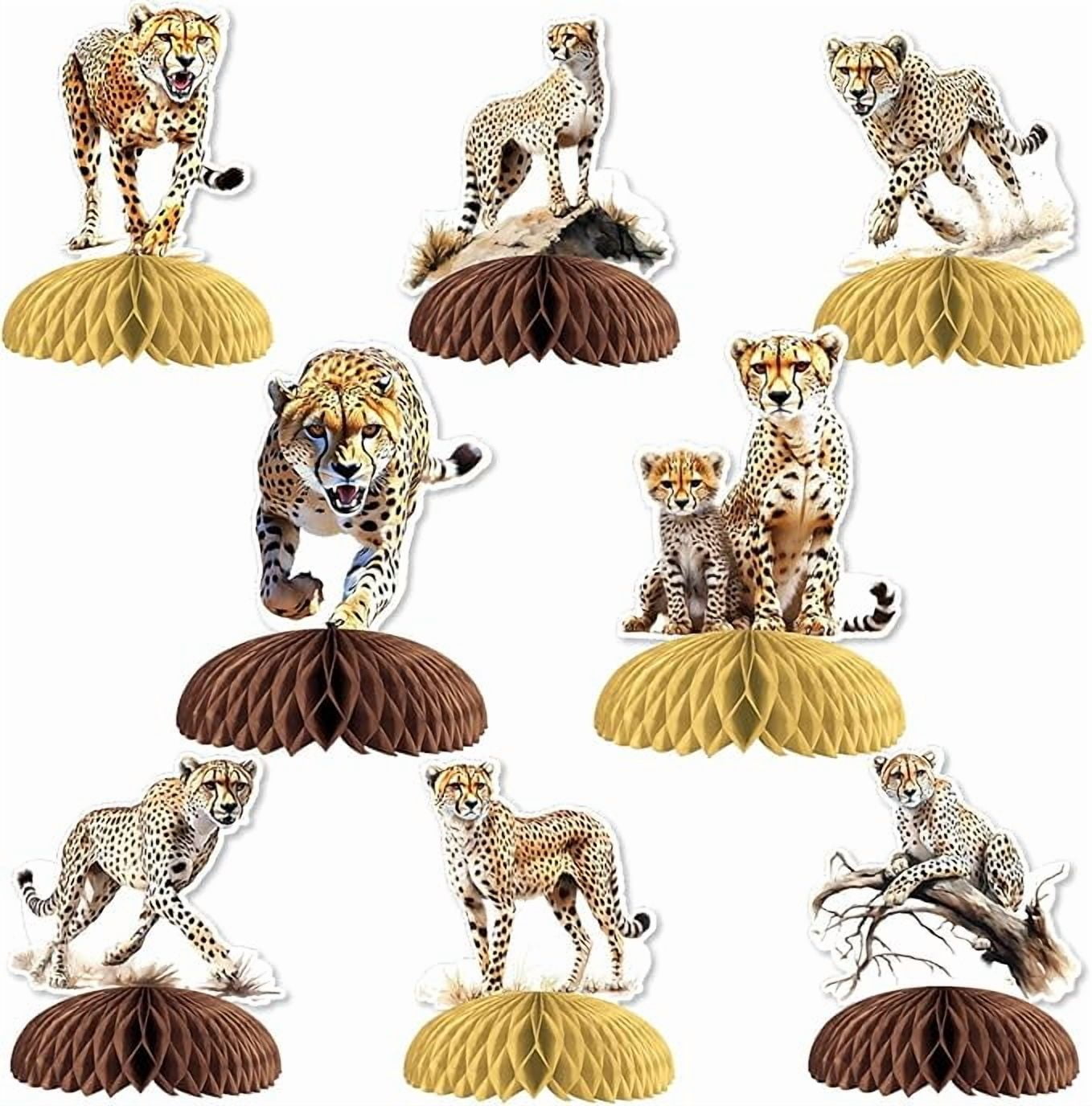 8Pcs Leopard Honeycomb Centerpieces Realistic Cheetah Table ...