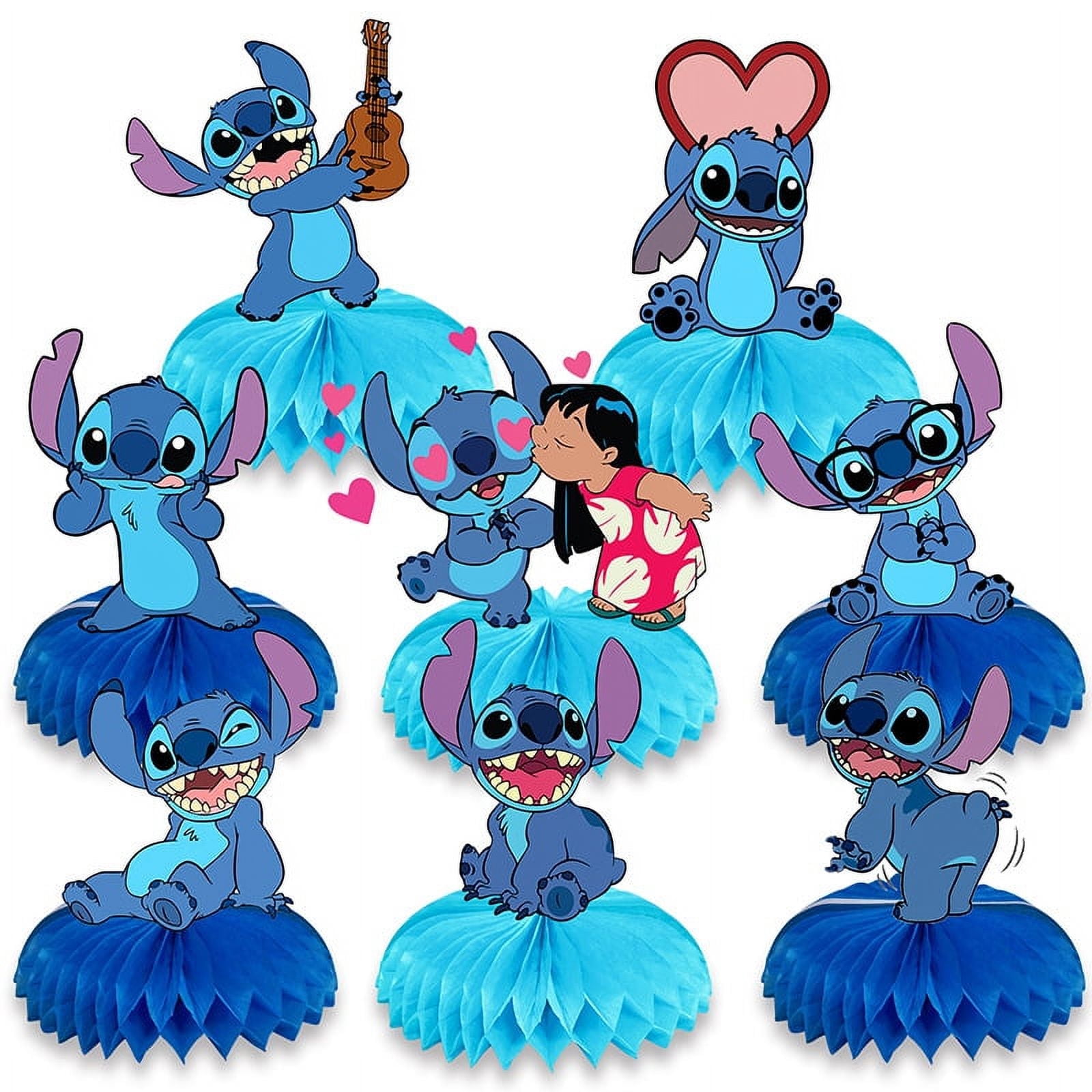 Kenvfego 8Pcs Lilo and Stitch Honeycomb Table Centerpieces, Birthday ...