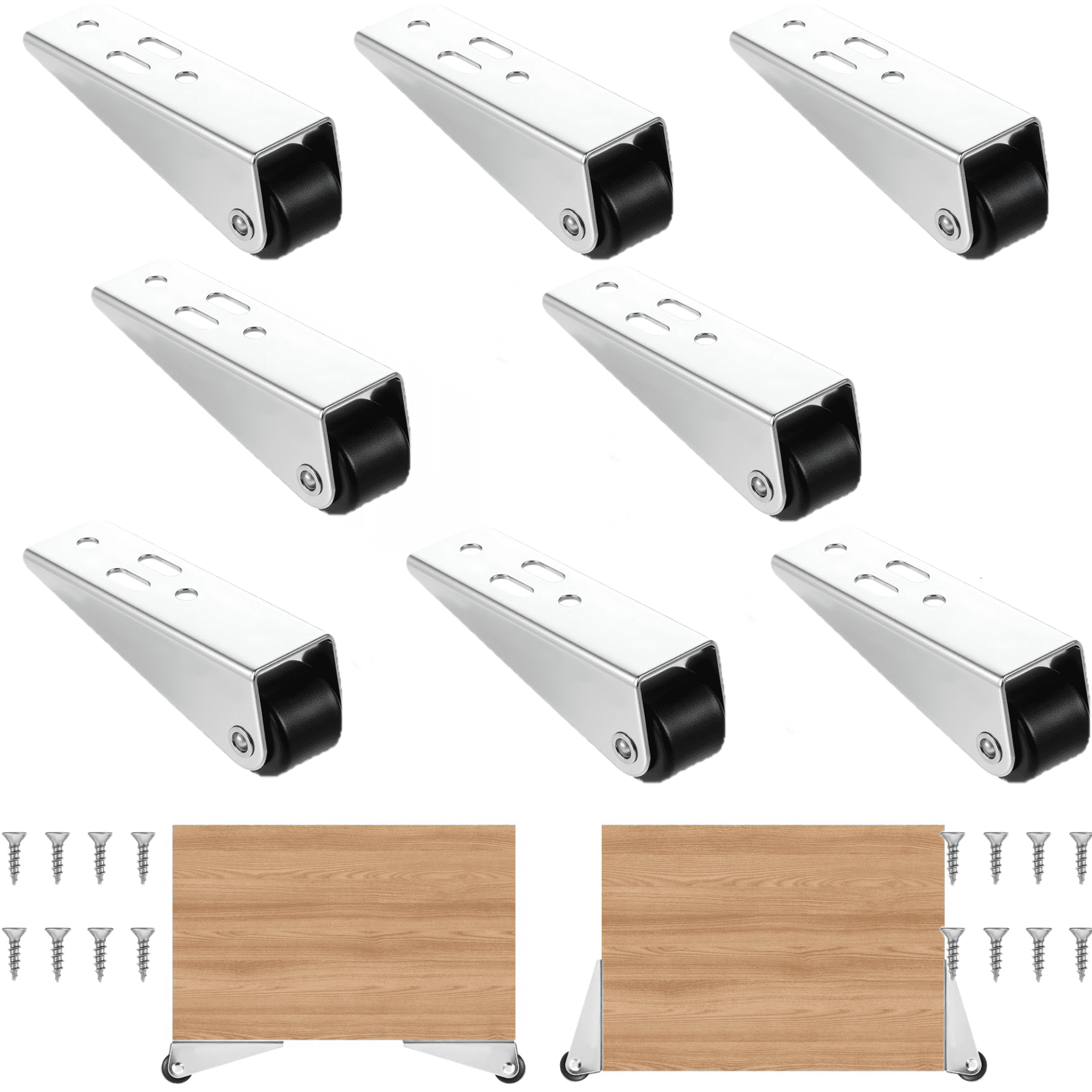 8Pcs Low Profile Small Caster Wheels Mini Fixed Wheels with Screws ...