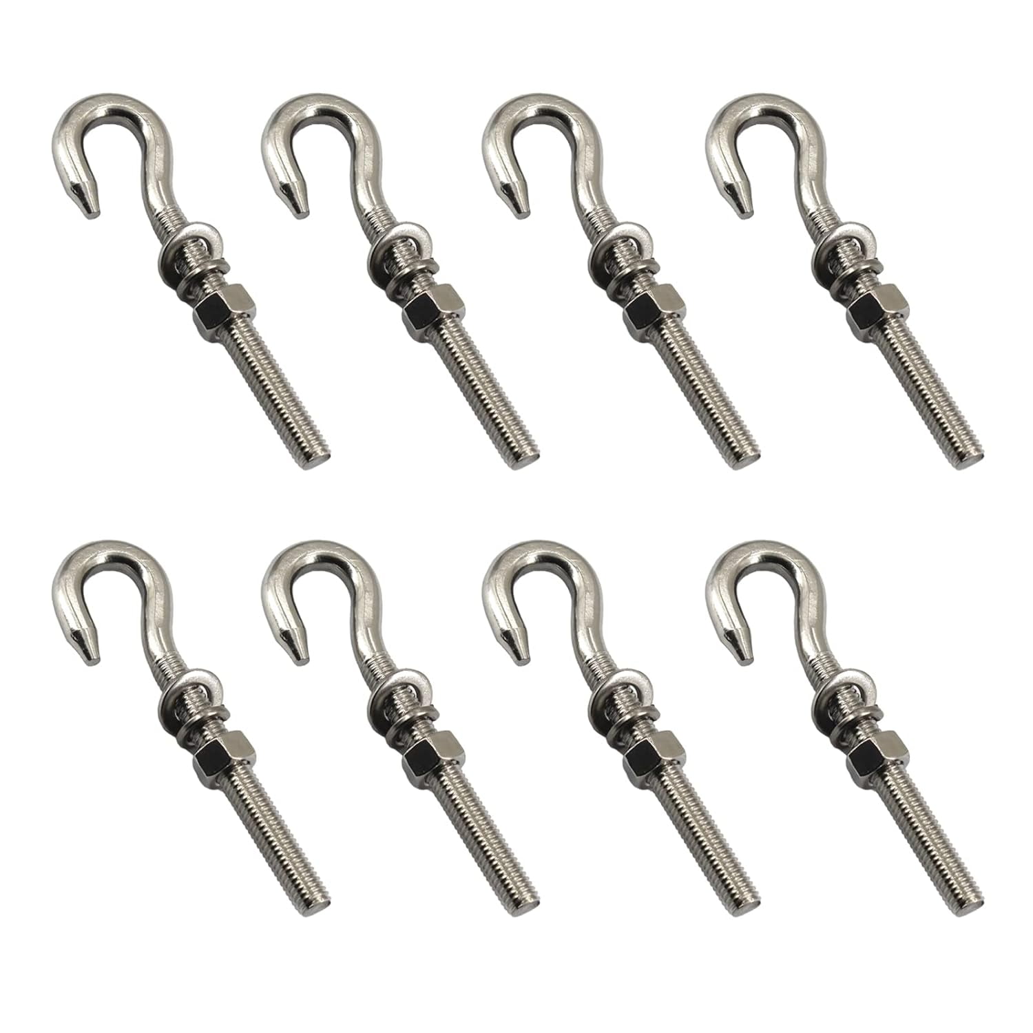 8Pcs M8 Stainless Steel Eye Bolt with Nut and Washers Long Shank ...