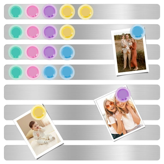 8Pcs Magnetic Strip, Metal Magnet Board with 20 pcs Colorful Magnet ...