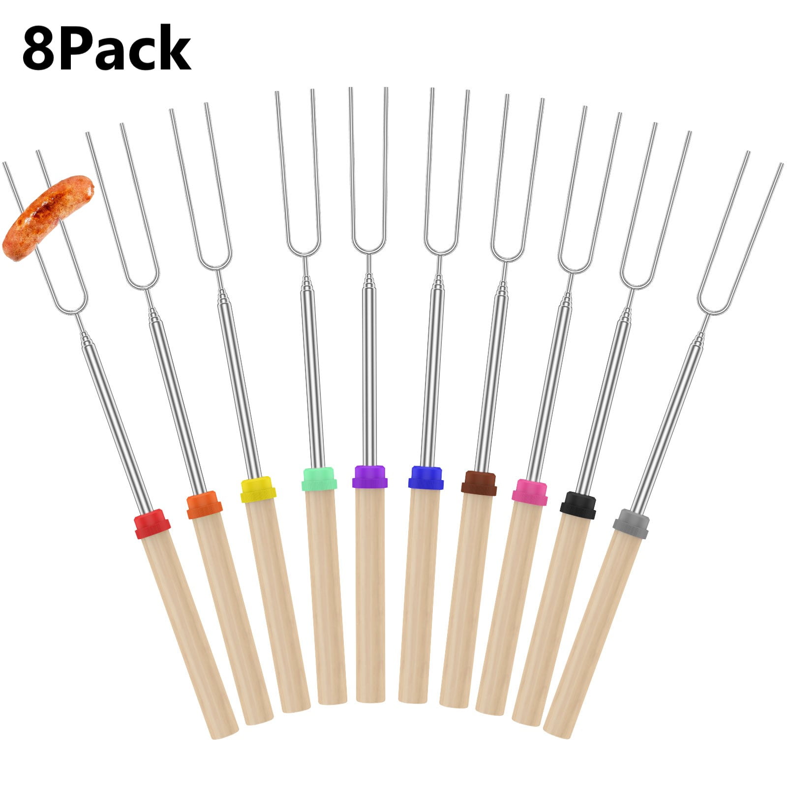 GHOJET 8Pcs Marshmallow Roasting Sticks, 32'' Stainless Steel Skewers ...