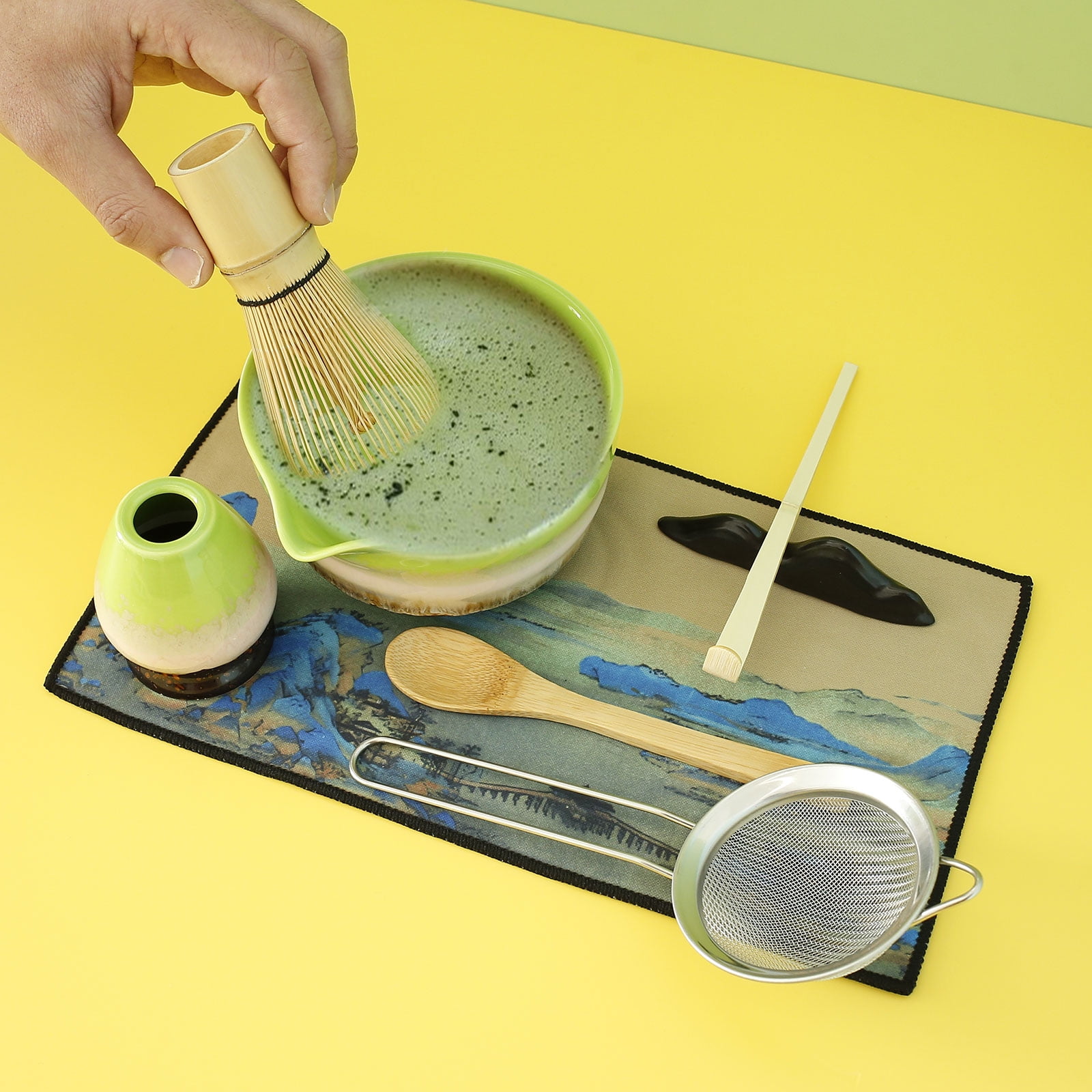 8Pcs Matcha Whisk Set Ceramic Matcha Bowl with Strainer Tea Rattle ...