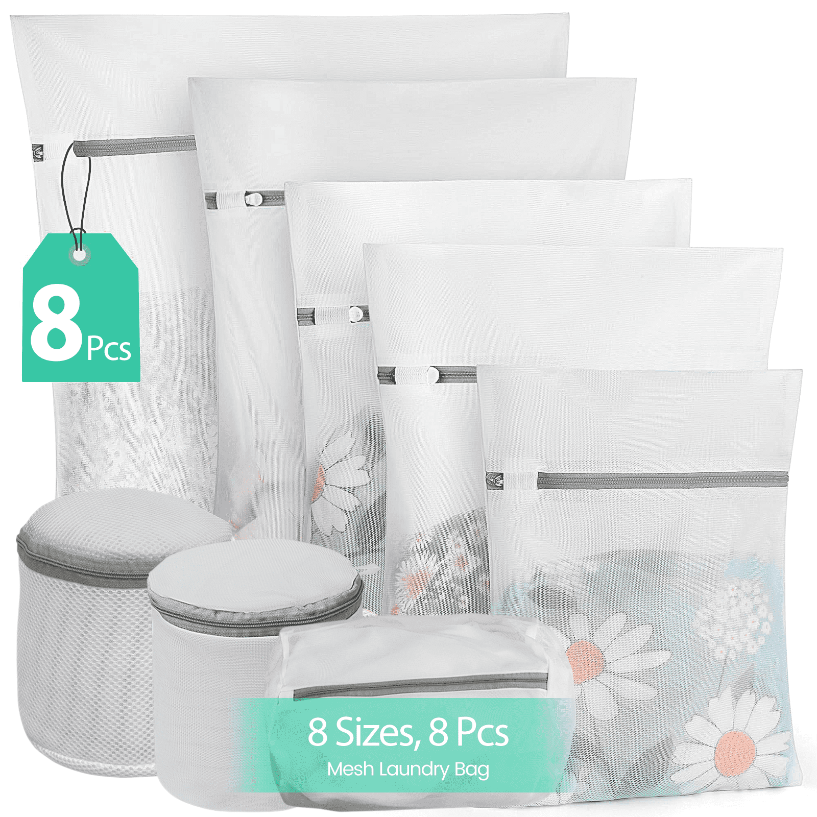 Xueyu 8Pcs Laundry Bags, Mesh Wash Bag with Sturdy Zipper for Delicates ...