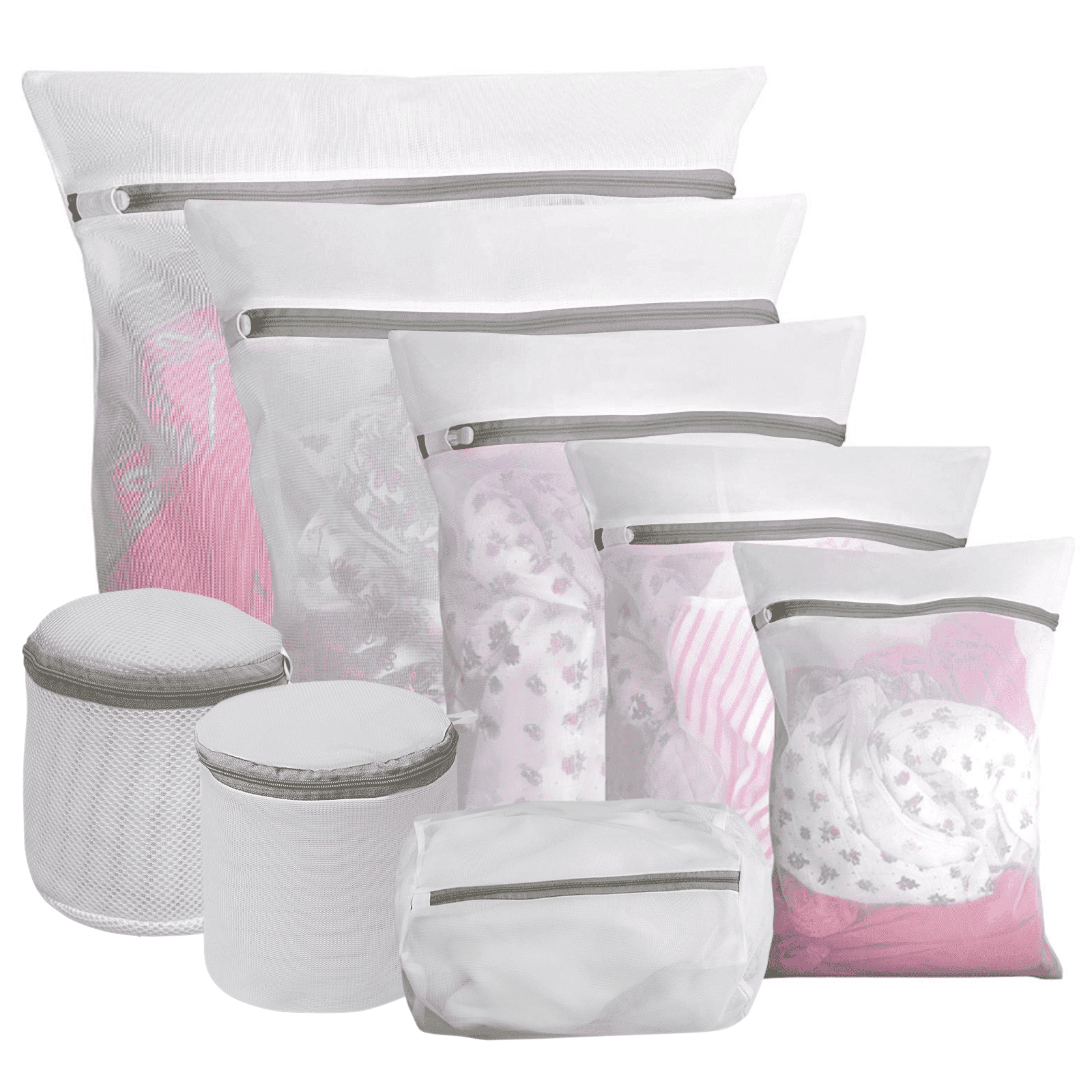 Xueyu 8 Pack 8 Size Mesh Laundry Bags with Auto-Lock Zipper, Travel ...