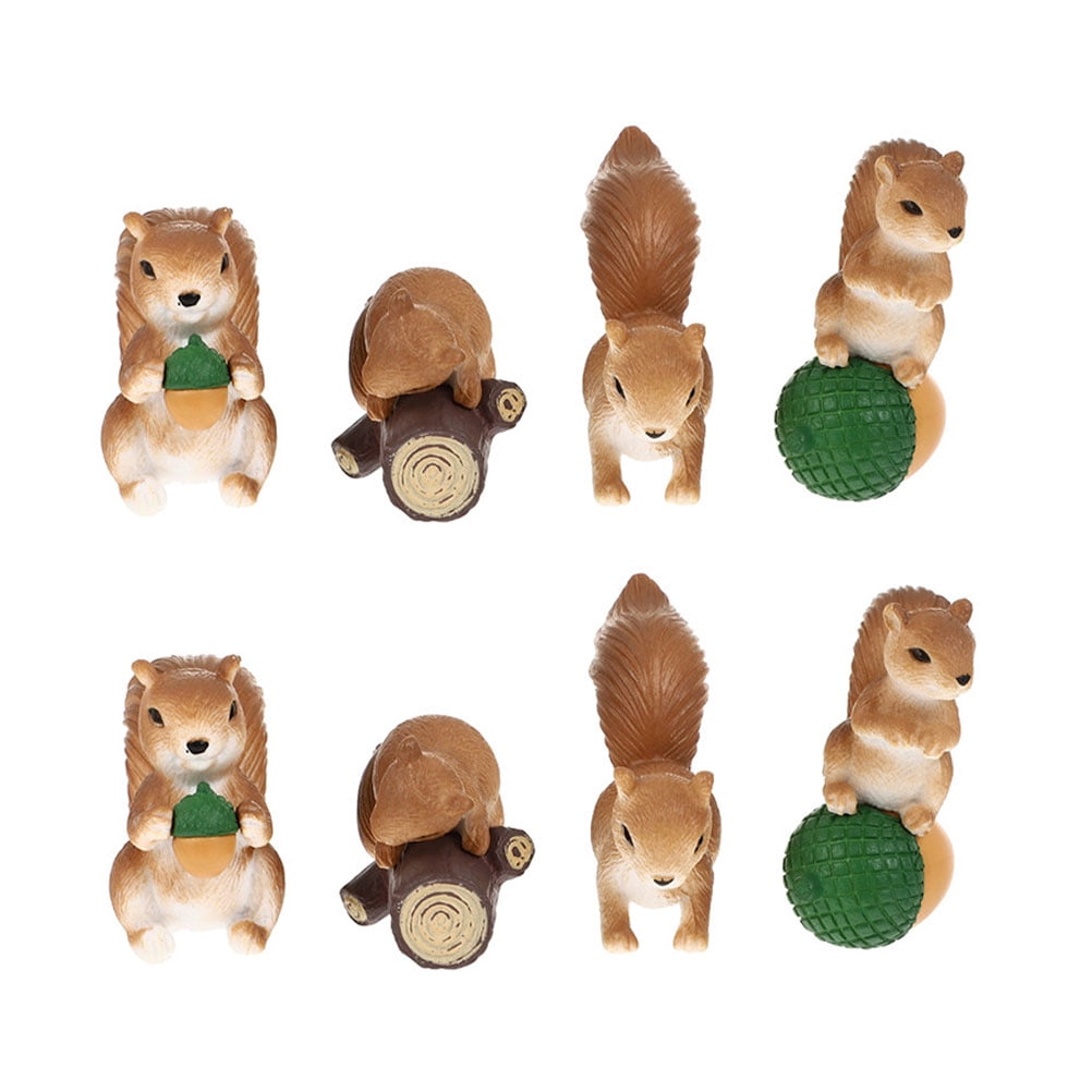 8Pcs Miniature Squirrel Statue Miniature Animals Micro Garden Adorn ...