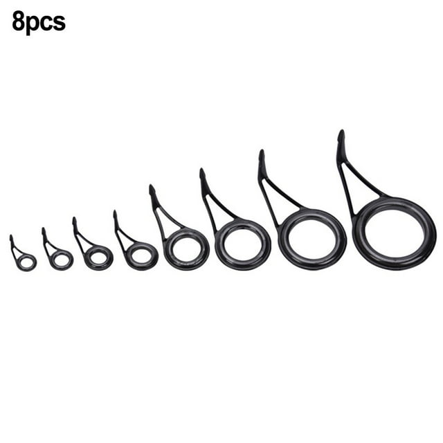 8Pcs Mixed Size Fishing Top Rings Rod Pole Repair Kit Line Guides Eyes ...