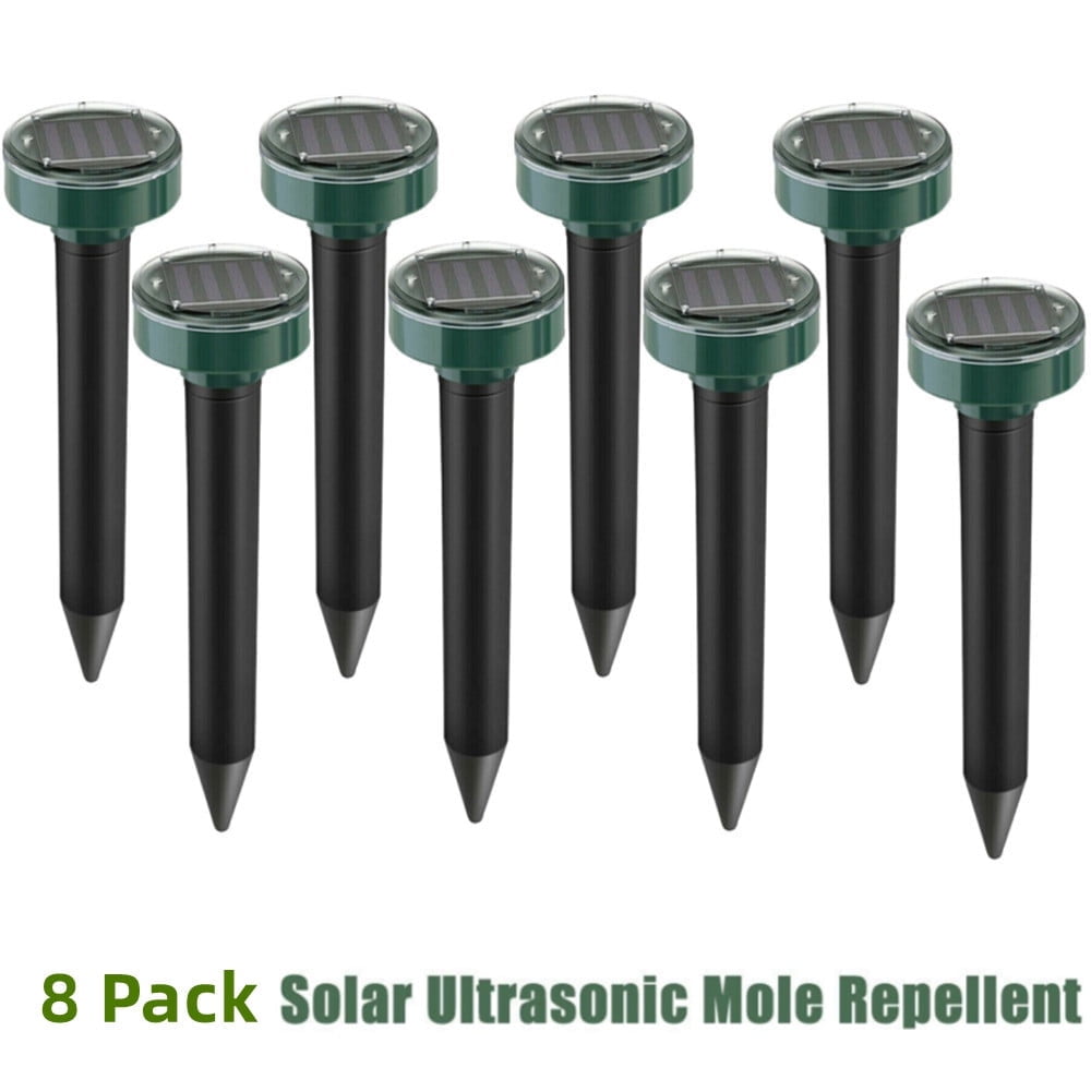 8Pcs Mole Repeller Solar Charge, Mole Rat Repellent Solar Ultrasonic ...