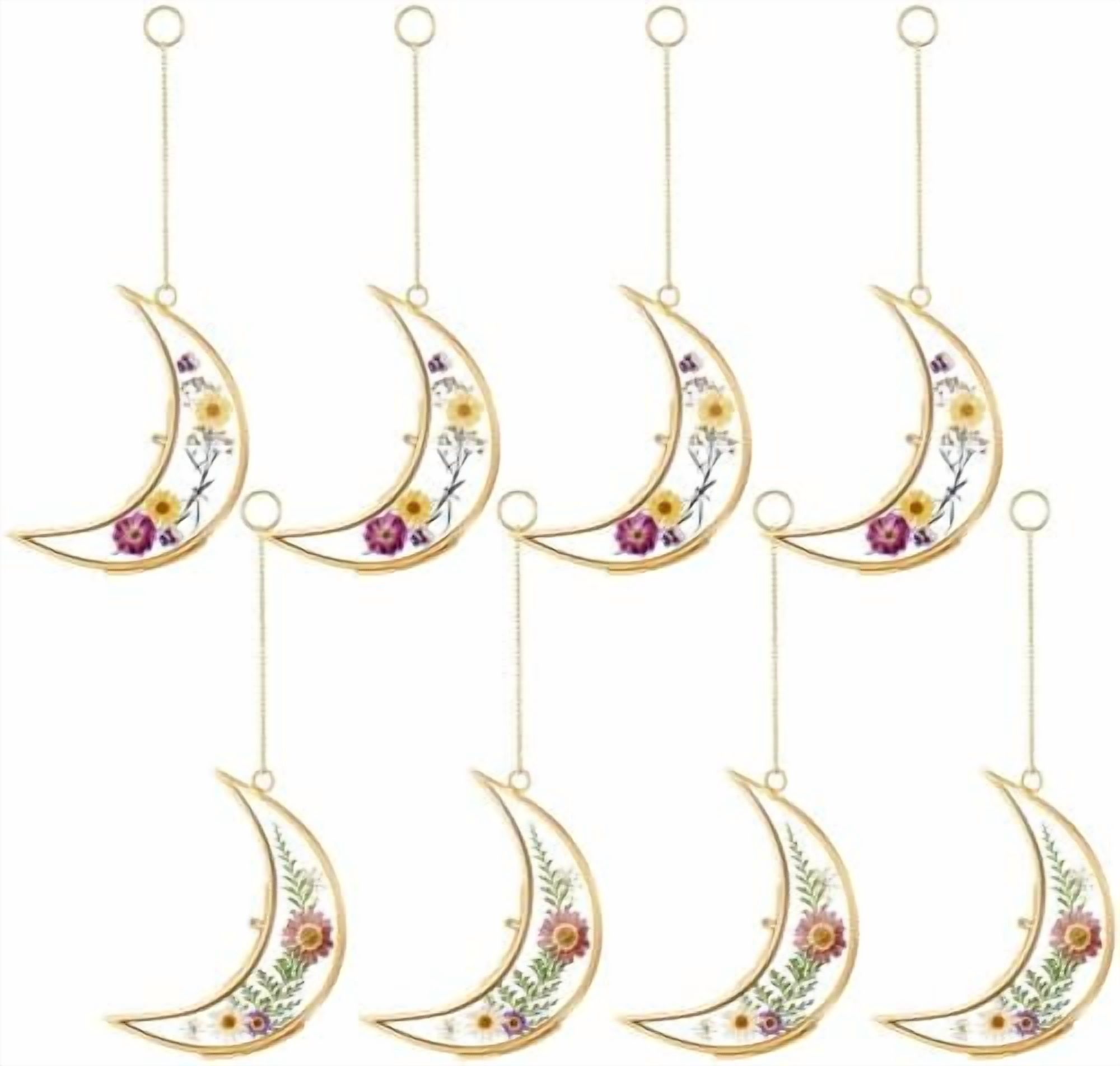 8Pcs Moon-Shaped Glass Frames for Pressed Flowers (2.5x3.5In) - Double ...
