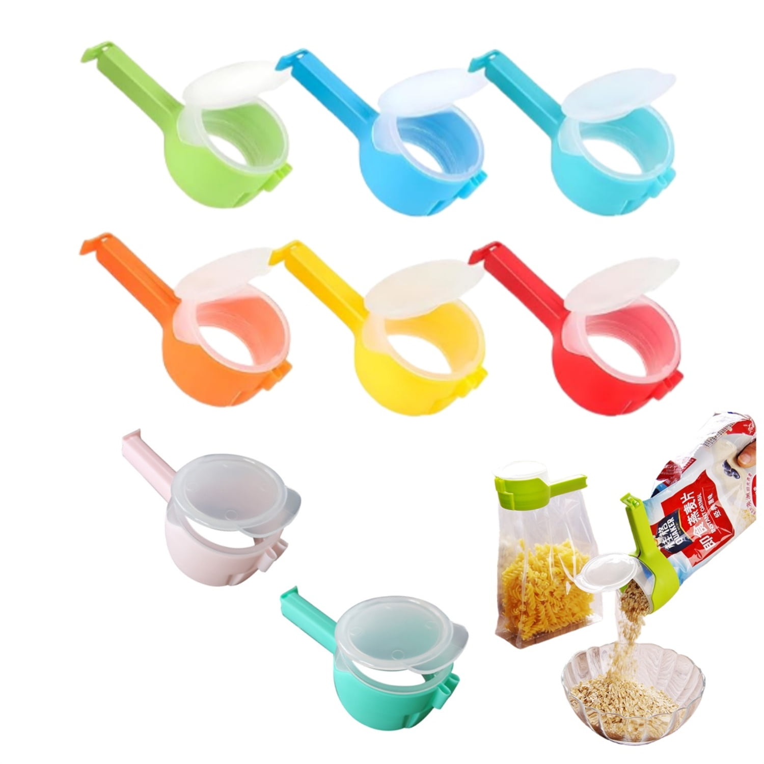 8Pcs Multi-Function Bag Clips with Pour Spout, Dingrich Food Storage ...