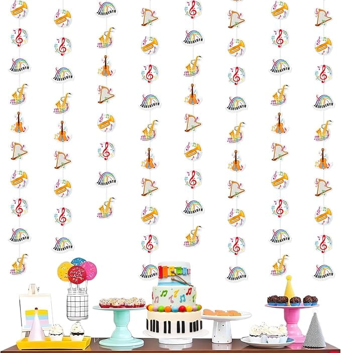 8Pcs Music Instruments Hanging Banner Garlands Colorful Music Notes ...