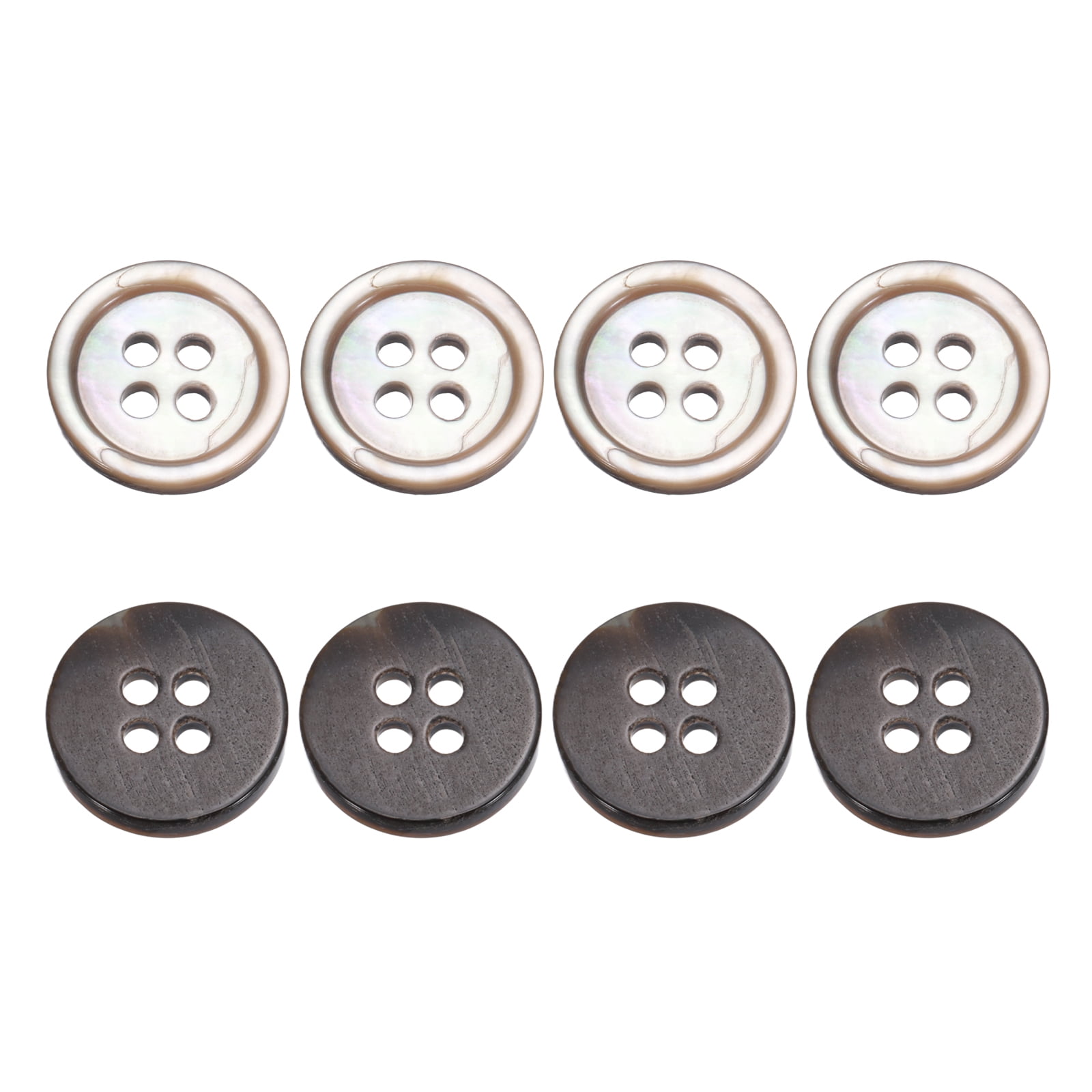 8Pcs Natural Shell Buttons,12.5mm 4 Holes Pearl Button,Black Silver ...