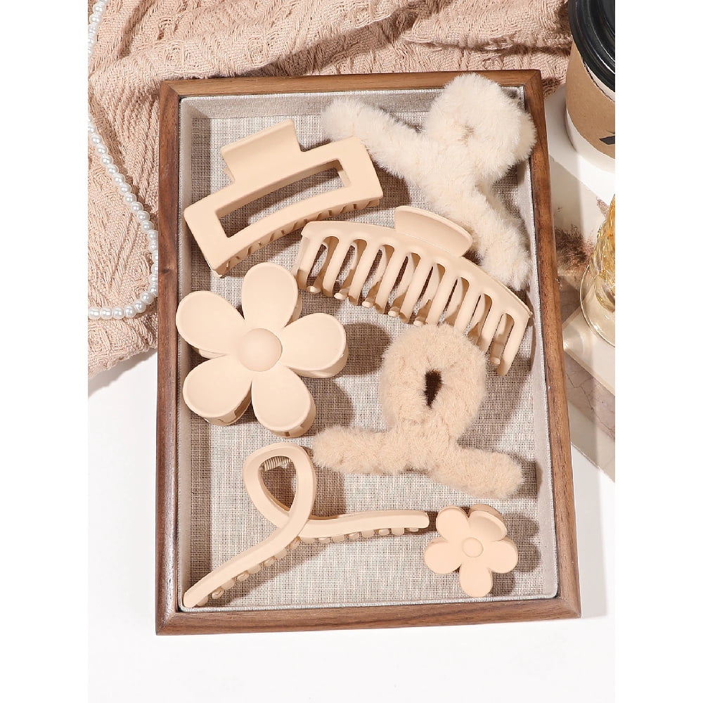 8Pcs Neutral Colors Hair Clips for Women 4.7 Inch Large Hair Claw for ...