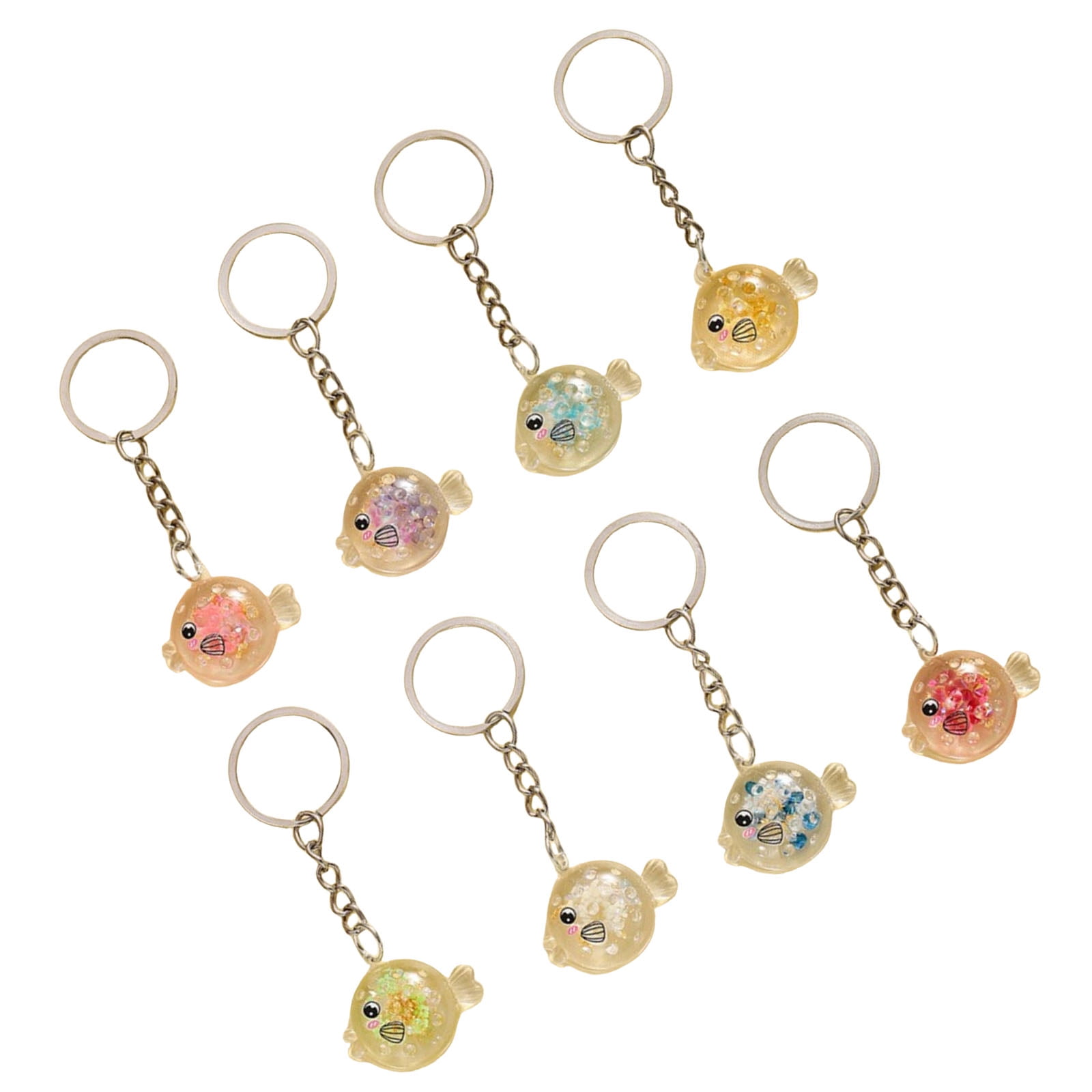 8Pcs Night Visible Silicone Puffer Fish Keychain Set Noctiluce Puffer ...