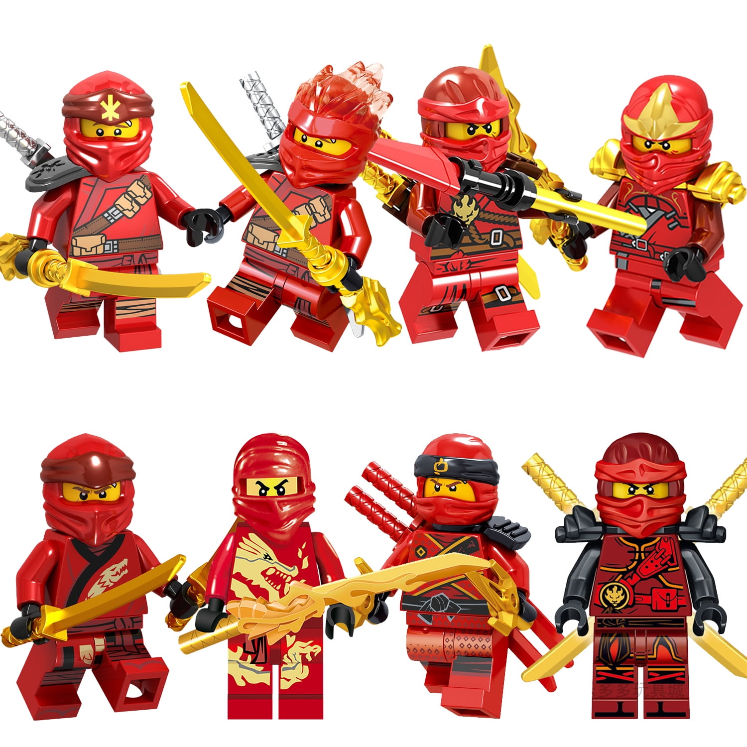 8Pcs Ninjago Action Figures Building Blocks Toys, 1.77 inch Anime Ninja ...