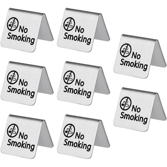 8Pcs No Smoking Table Sign Double Side Table Tent Sign Stainless Steel ...