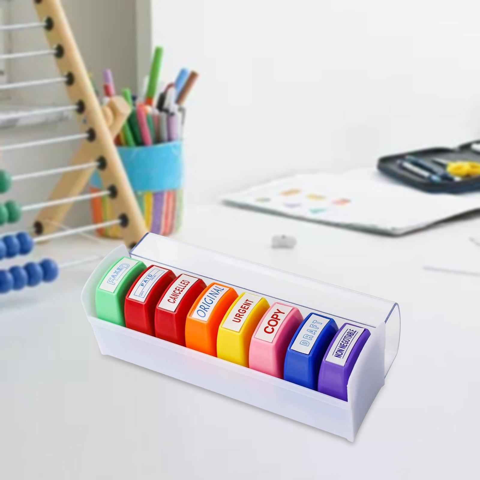 perfeclan 8PCS Self Inking Office Stamp Set, Pre Inked Rubber Stamps ...