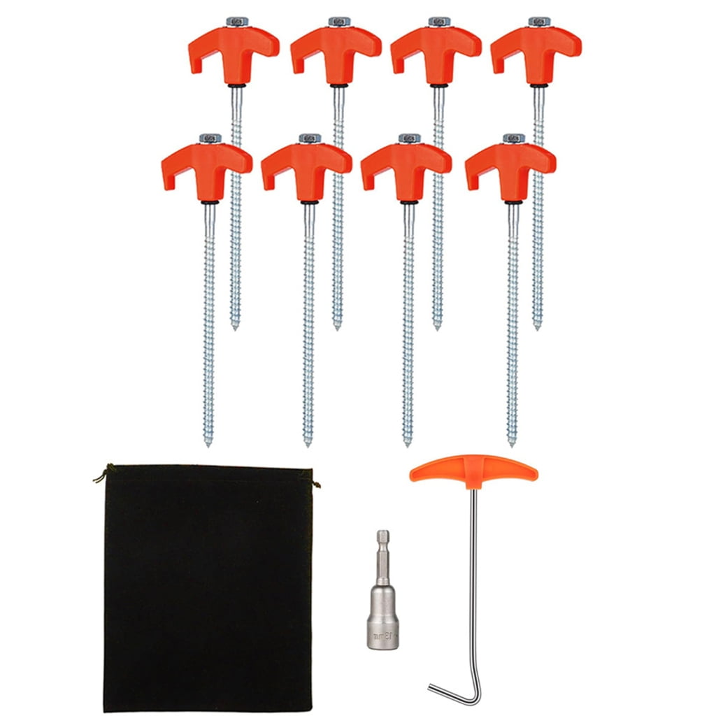 8Pcs Outdoor Tent Peg with Socket Long Screw Thread Stakes Screw ...