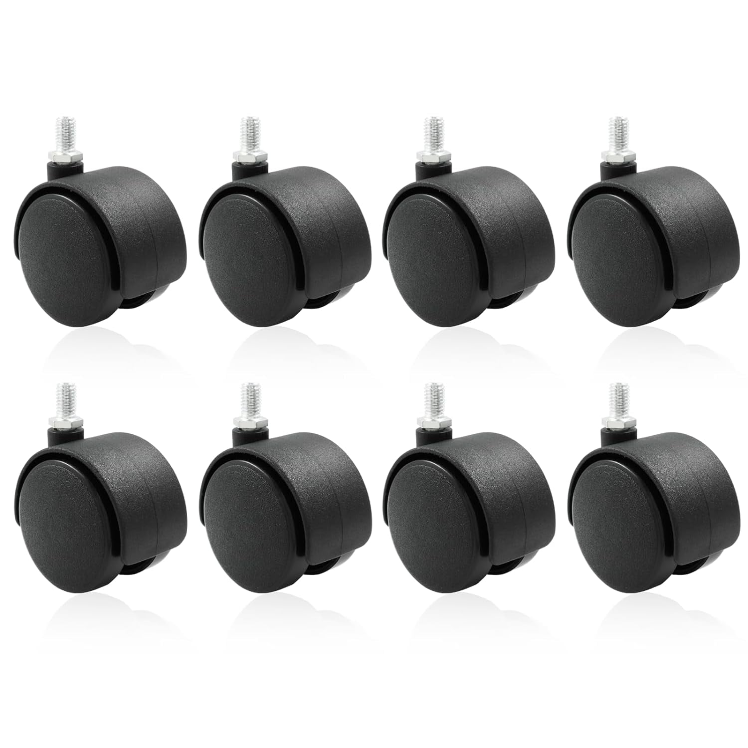 8Pcs Pack of Furniture Plastic Swivel Casters, Universal Standard Size ...