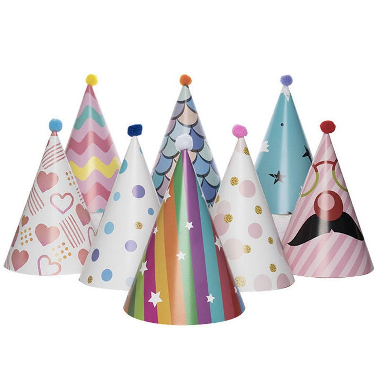 8Pcs Paper Gold Foil Happy Birthday Cone Hats for Adults and Kids ...