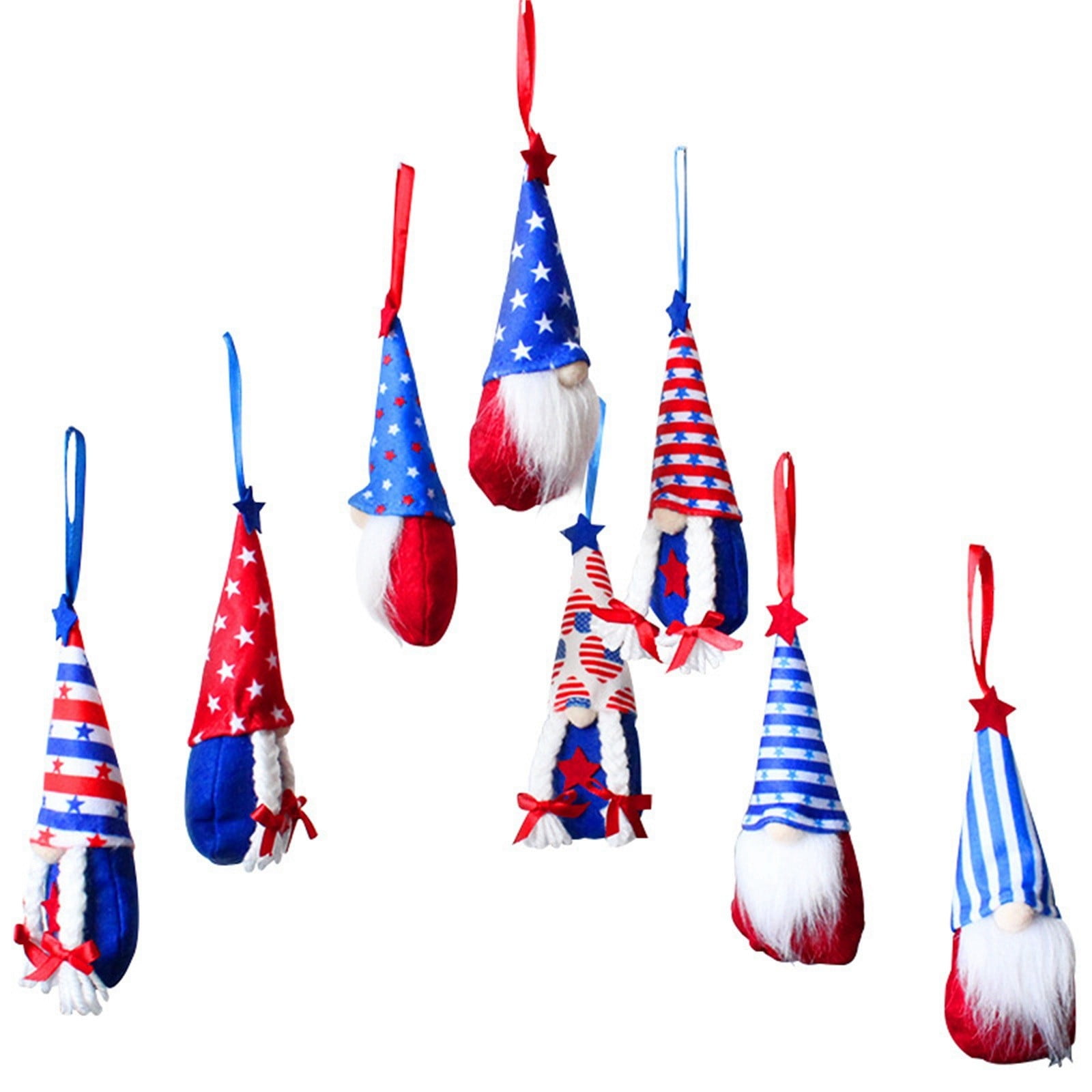 8Pcs Patriotic Gnome Ornaments Hanging Plush Gnome Ornaments for Tree ...