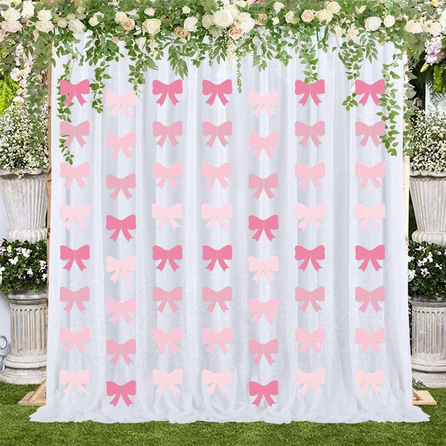 8Pcs Pink Bow Hanging Banners Decorations,Coquette Birthday Decorations ...