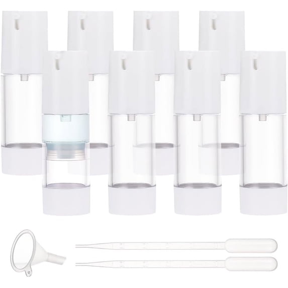 8Pcs Plastic Empty Refillable Airless Pump Bottle with 2Pcs Disposable ...
