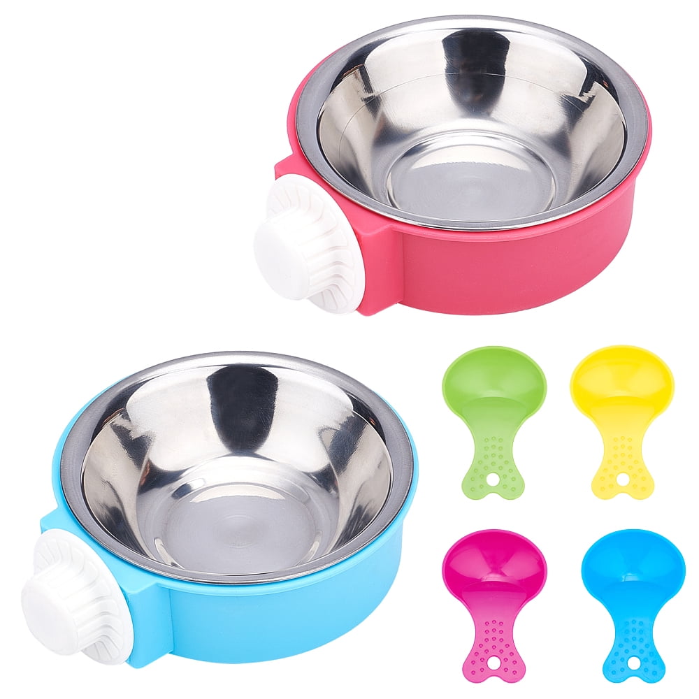8Pcs Plastic Food Scoop with 2 Sets PP Crate Dog Bowl Removable ...