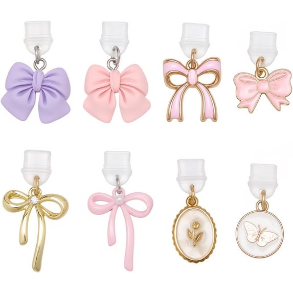 8Pcs Plastic Mobile Dustproof Plugs with Bowknot Alloy Enamel Resin ...