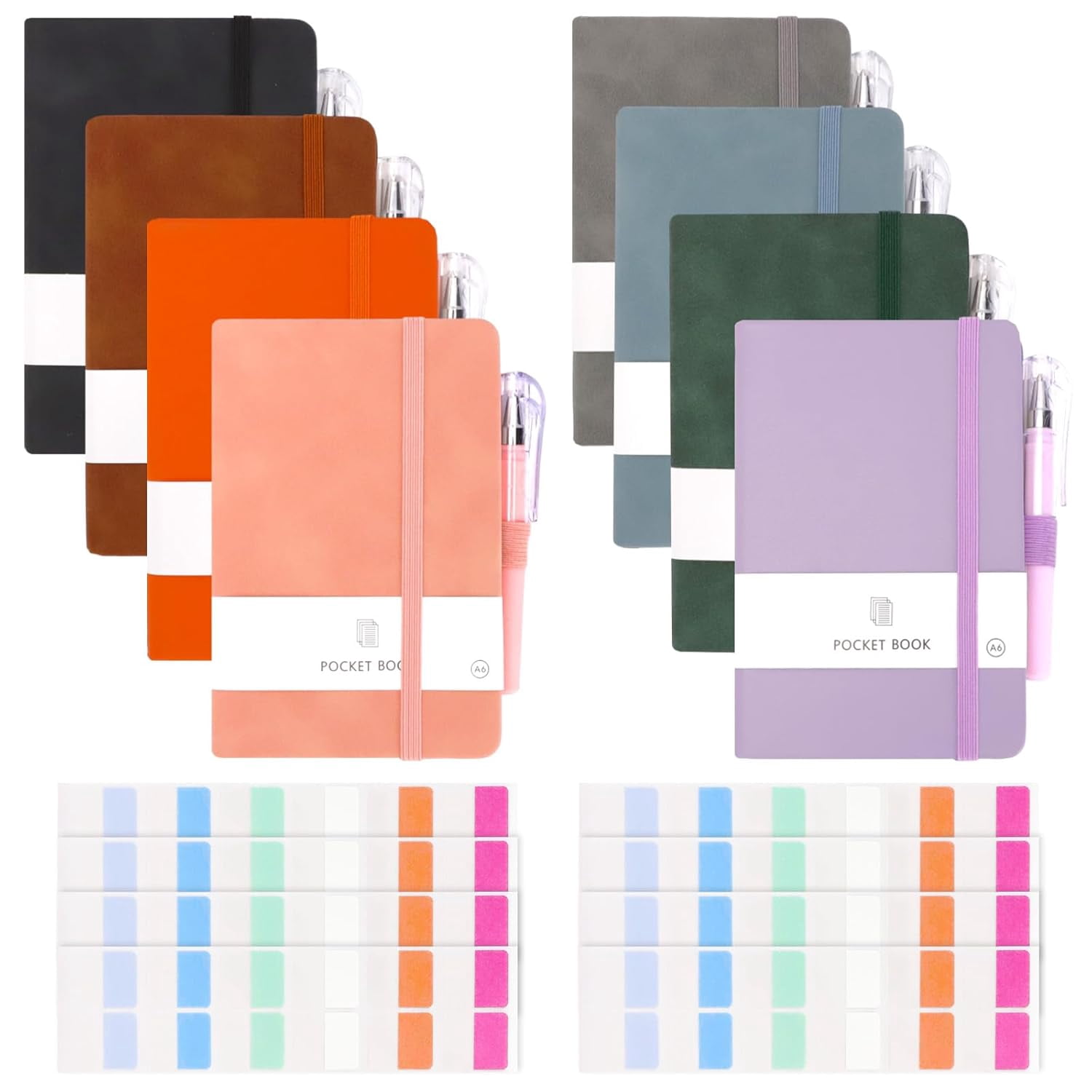 8Pcs Pocket Notebook, Small Hardcover Notebook, A6 Mini Journal ...