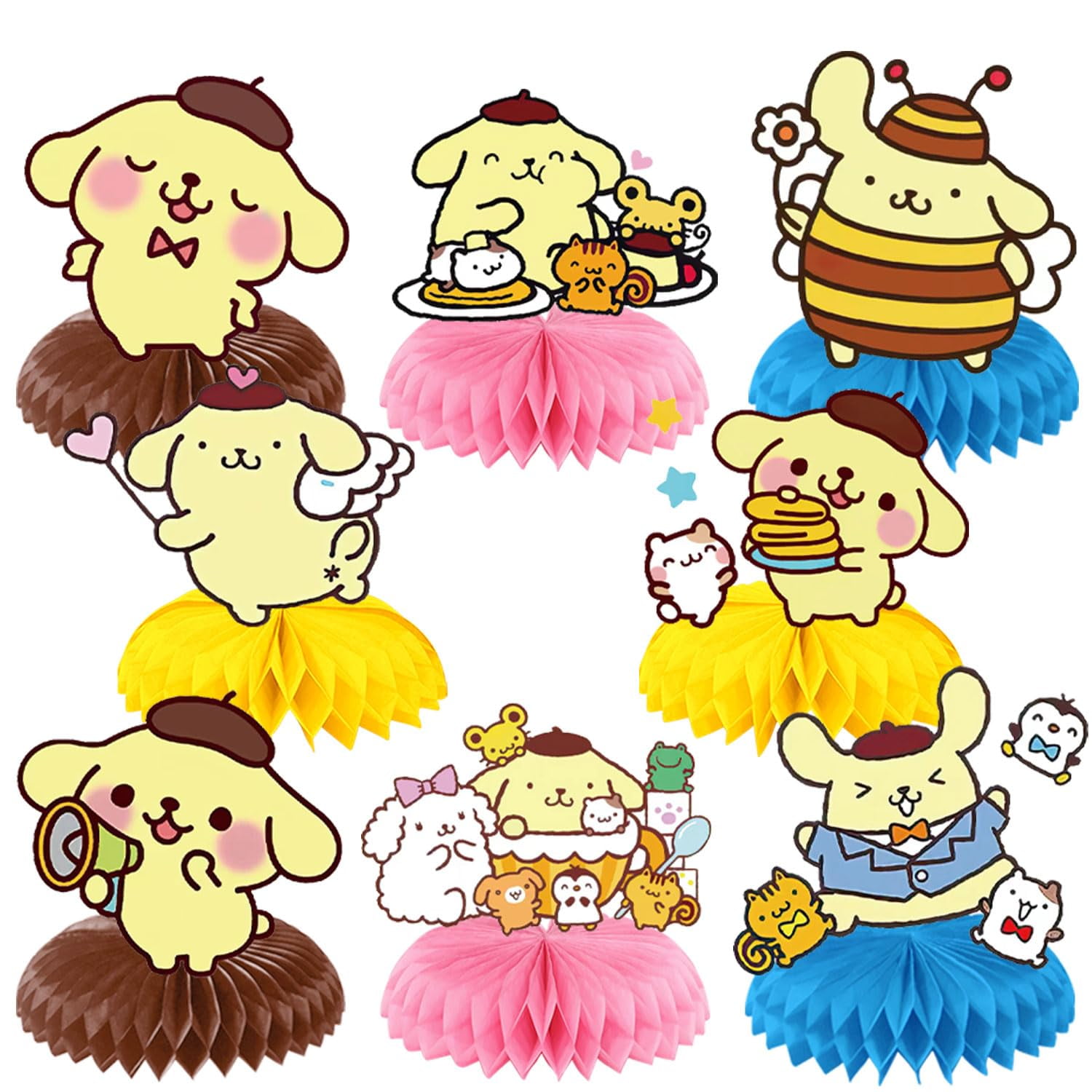 8Pcs PomPomPurin Party Decorations, PomPomPurinTheme Honeycomb ...