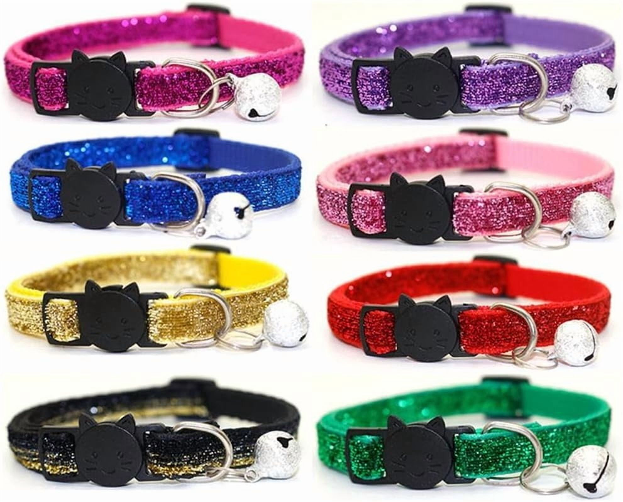 8Pcs Quick Release Cat Collars Glitter Cat Collars with Bell Adjustable ...