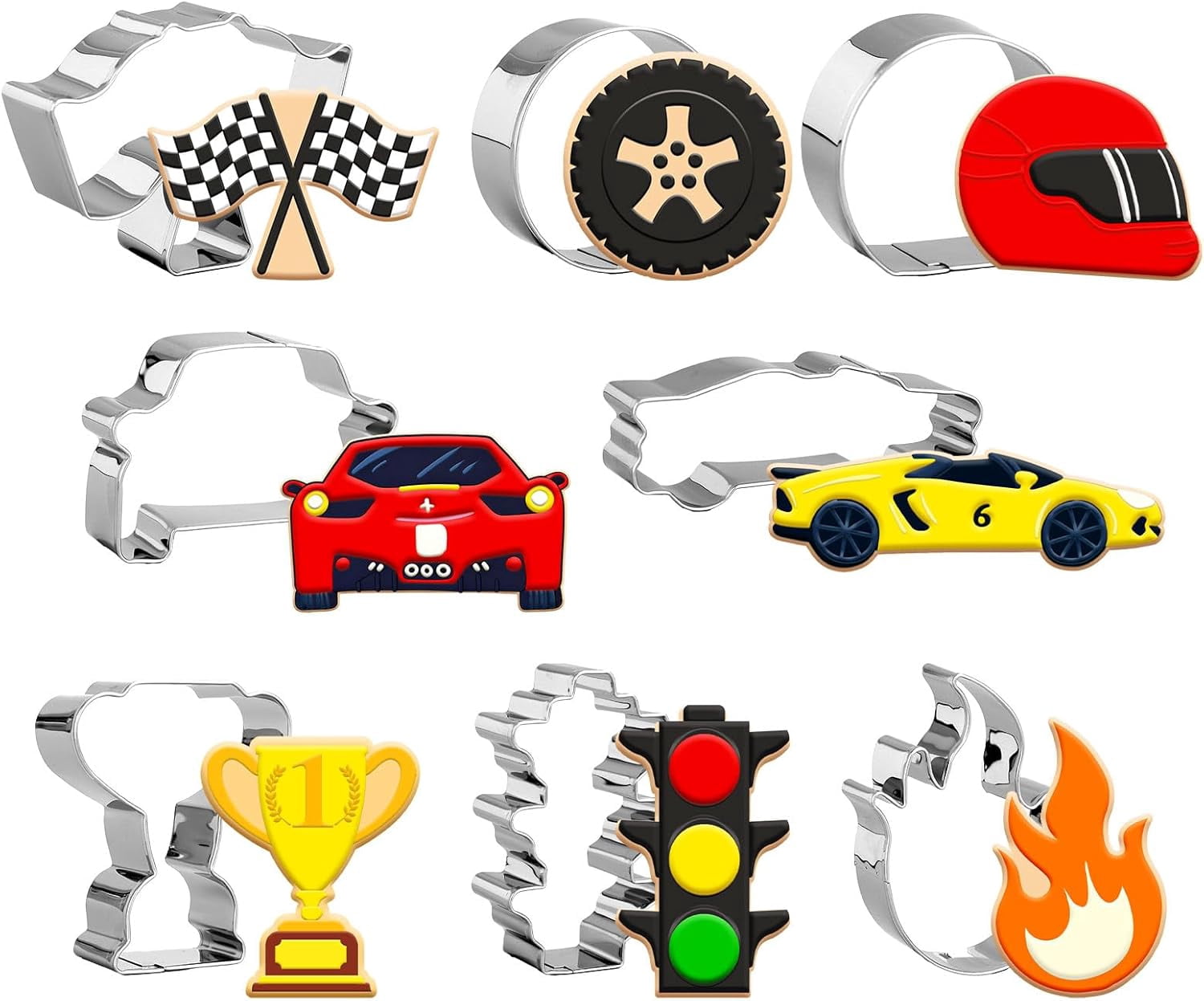 8Pcs Racing Car Cookie Cutters Set Biscuit Cutter Racing Helmet Truck ...
