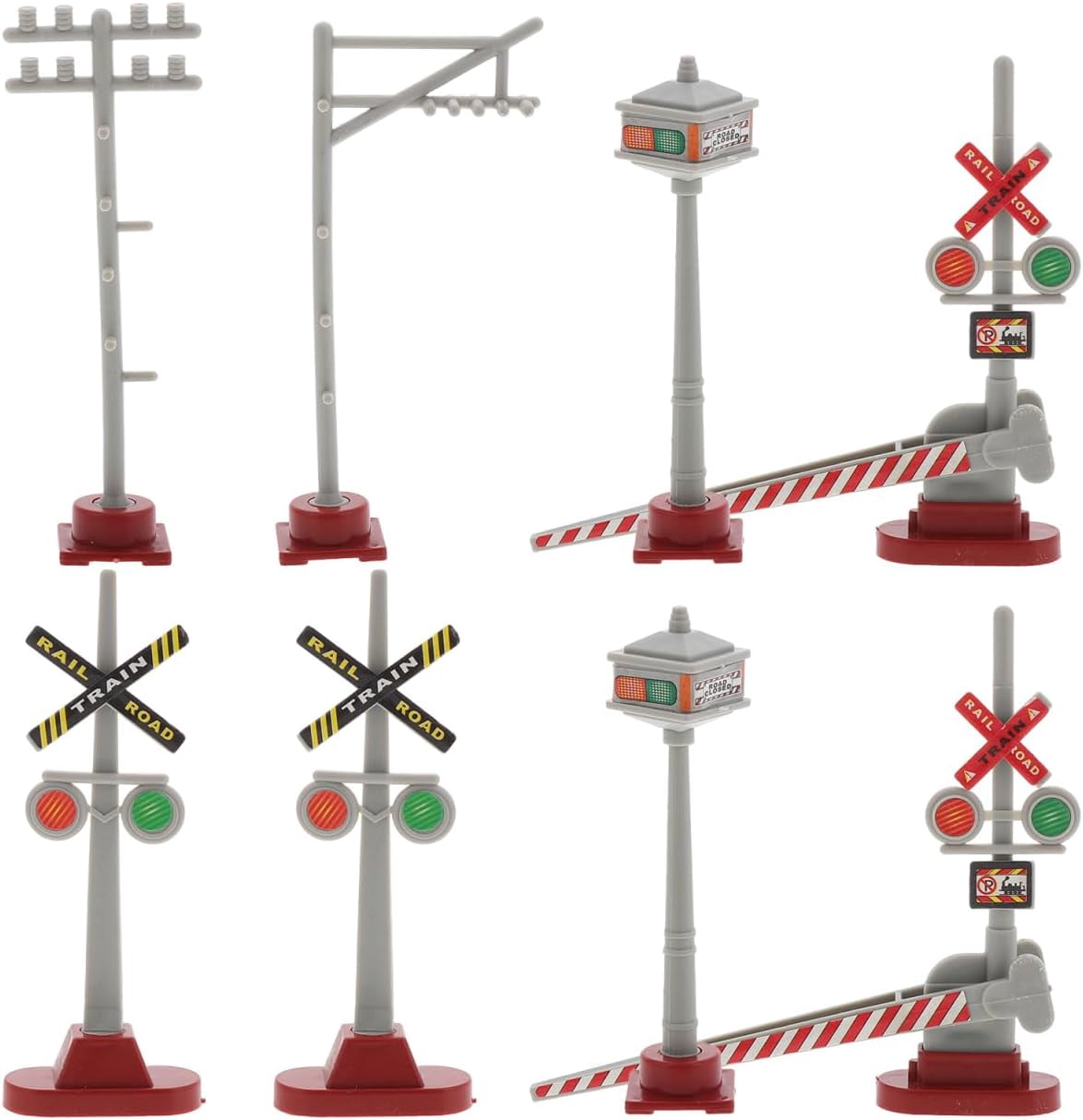 8Pcs Railroad Crossing Toy Mini Model Train Traffic Lights Railroad ...