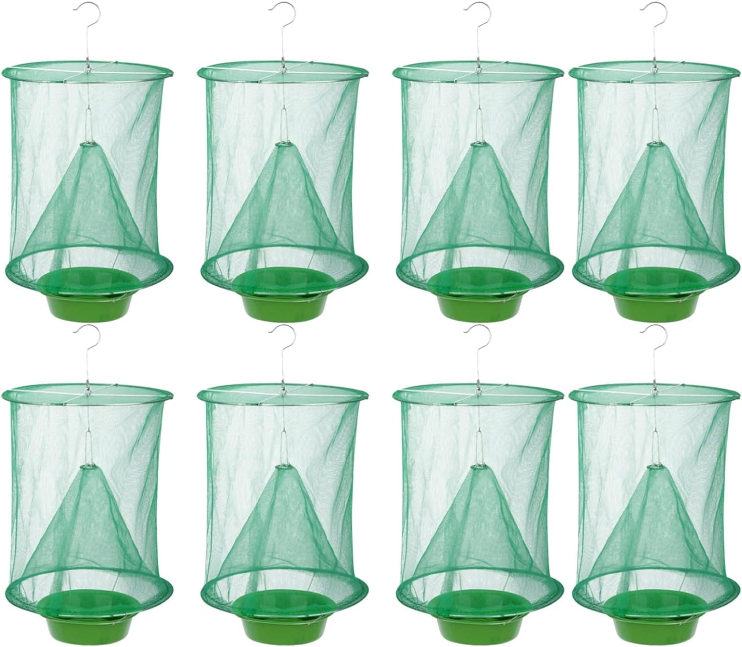 8Pcs Ranch Fly Trap with Bait Tray, Reusable Fly Traps Fly Catcher Cage ...