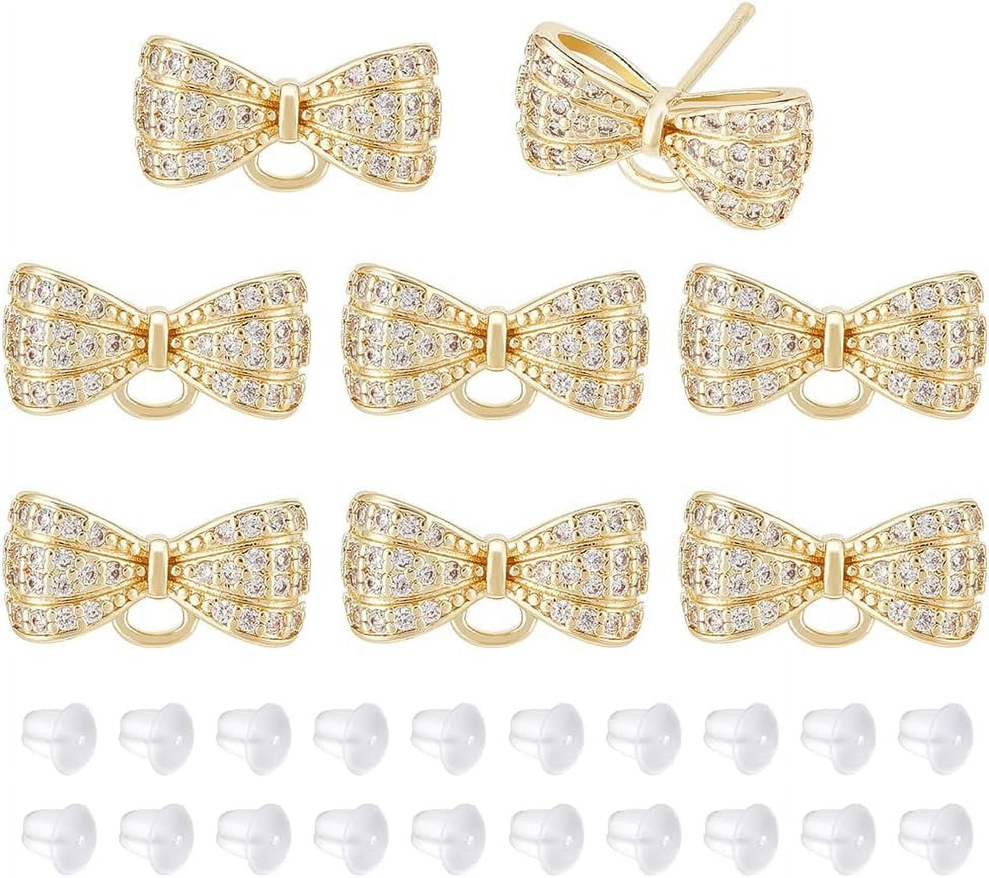 8Pcs Real 14K Gold Plated Brass Cubic Zirconia Earring Stud Bowkont ...