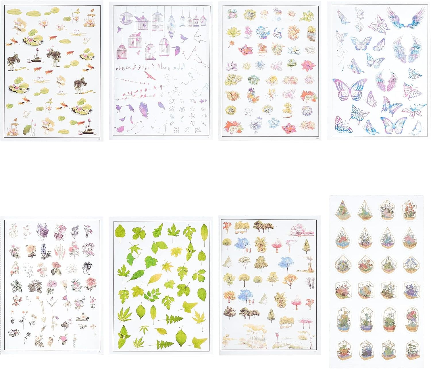 8Pcs Resin Decorative Films Transparent Image Sheets Flower Resin ...